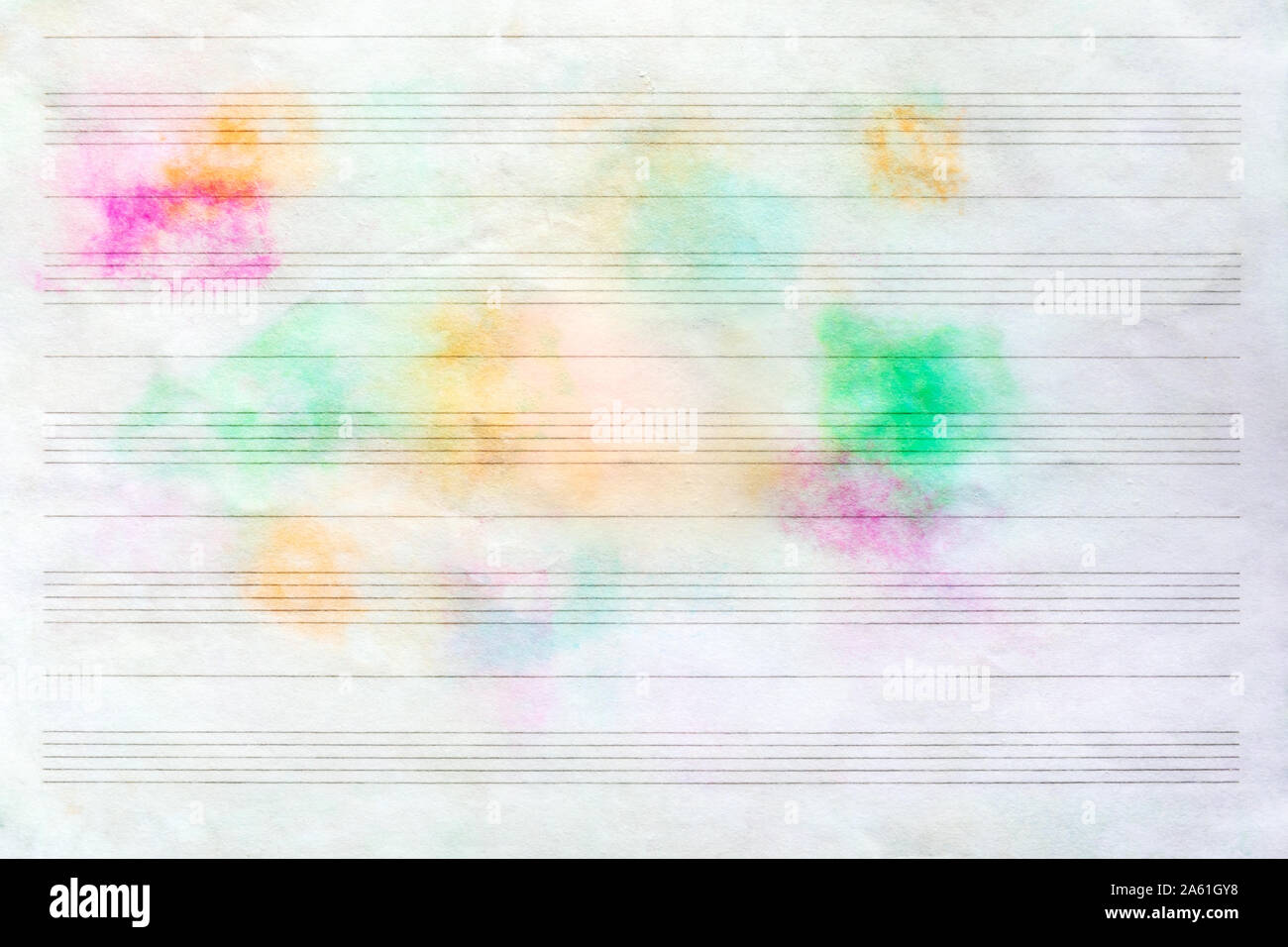 Sheet music without notes with colorful stains, texture background ...