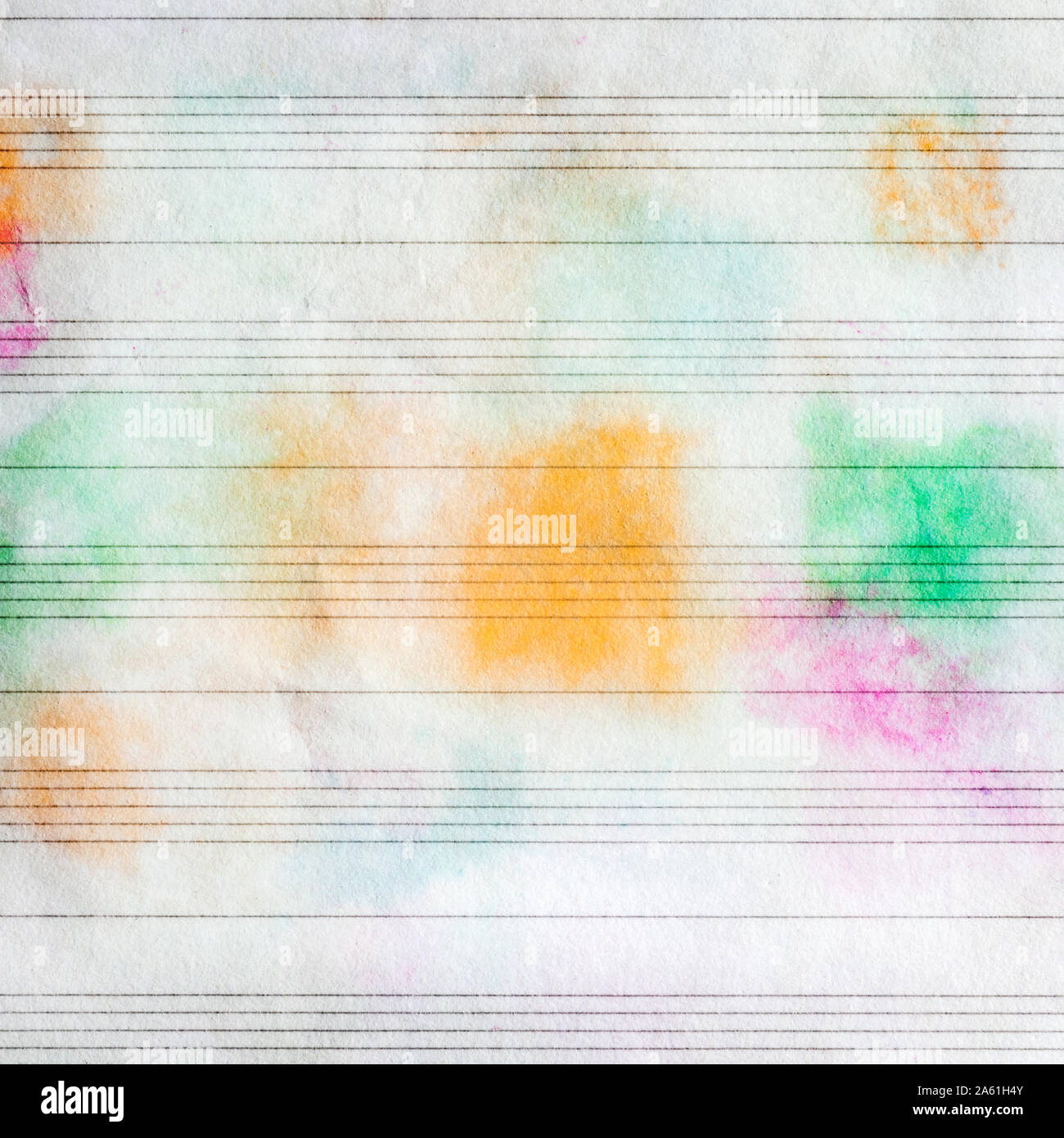 Sheet music without notes with colorful stains, texture background ...