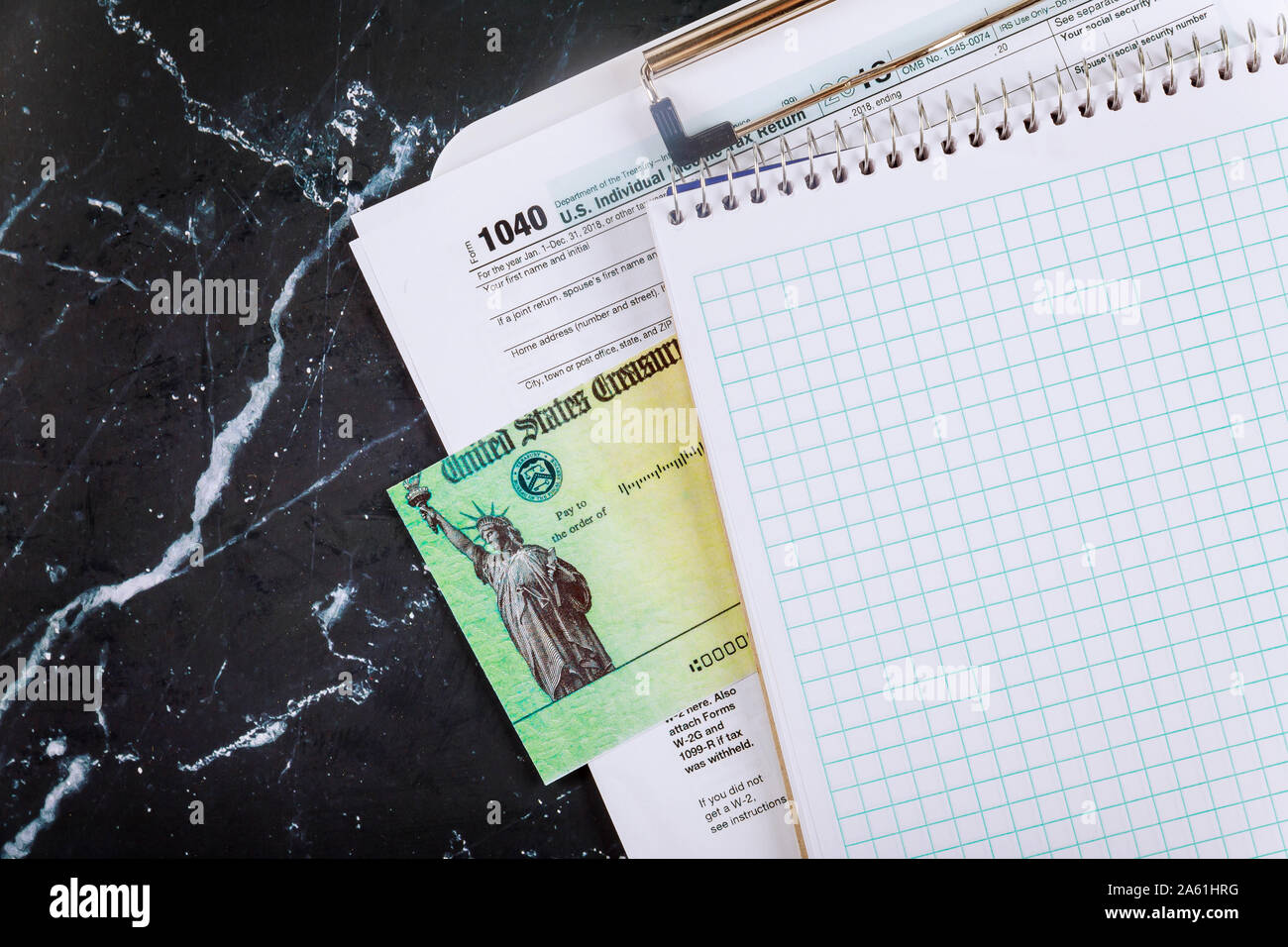 Stimulus economic tax return check and USA 1040 Individual Income Tax ...