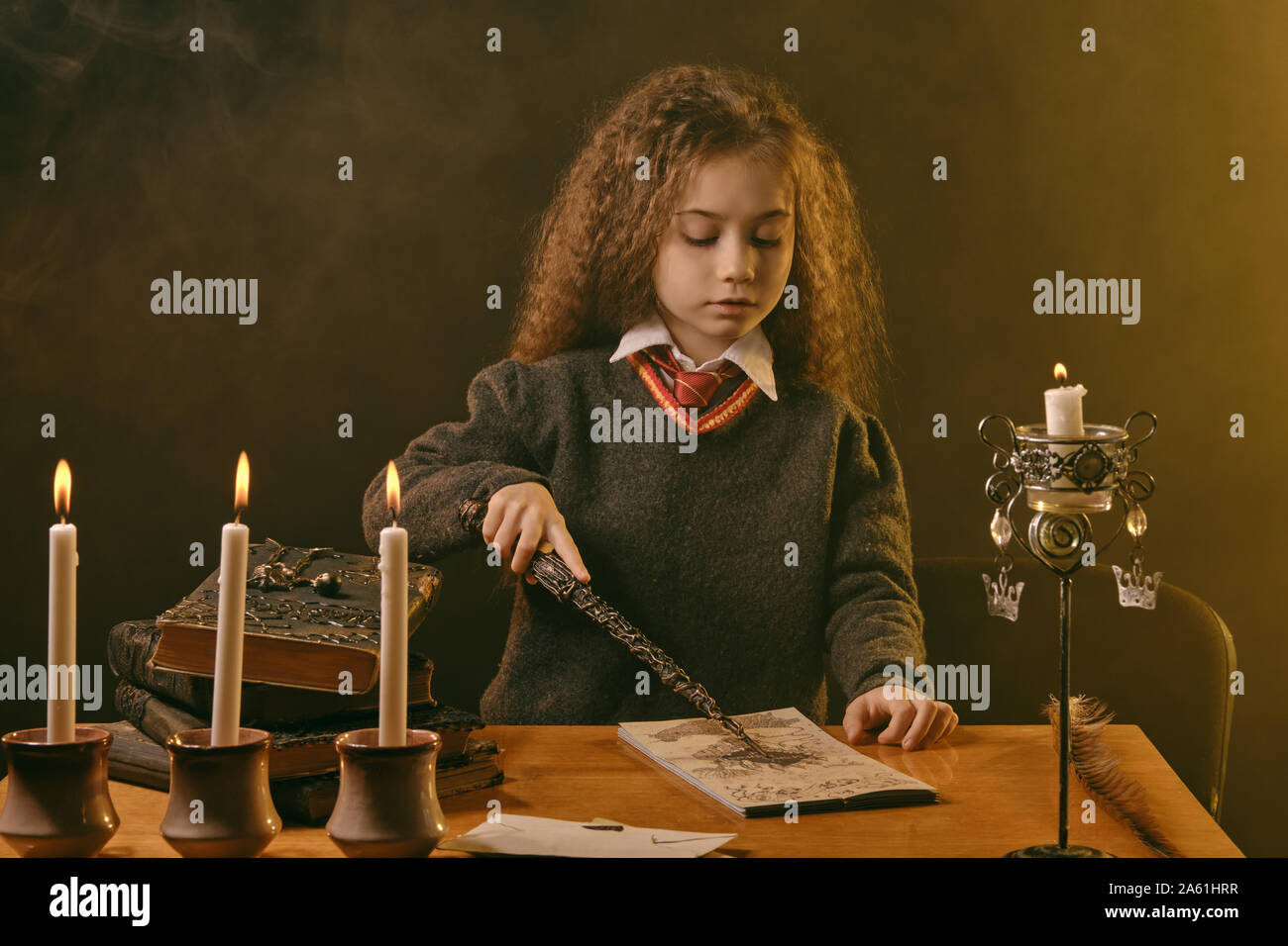 Portrait of a cute little charmer with magnificent long brown hair ...