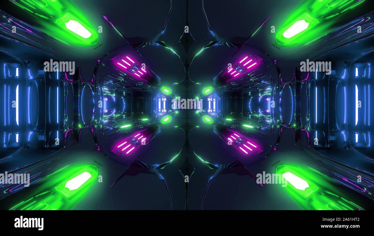 futuristic scifi space alien tunnel corridor with cool science-fiction ...