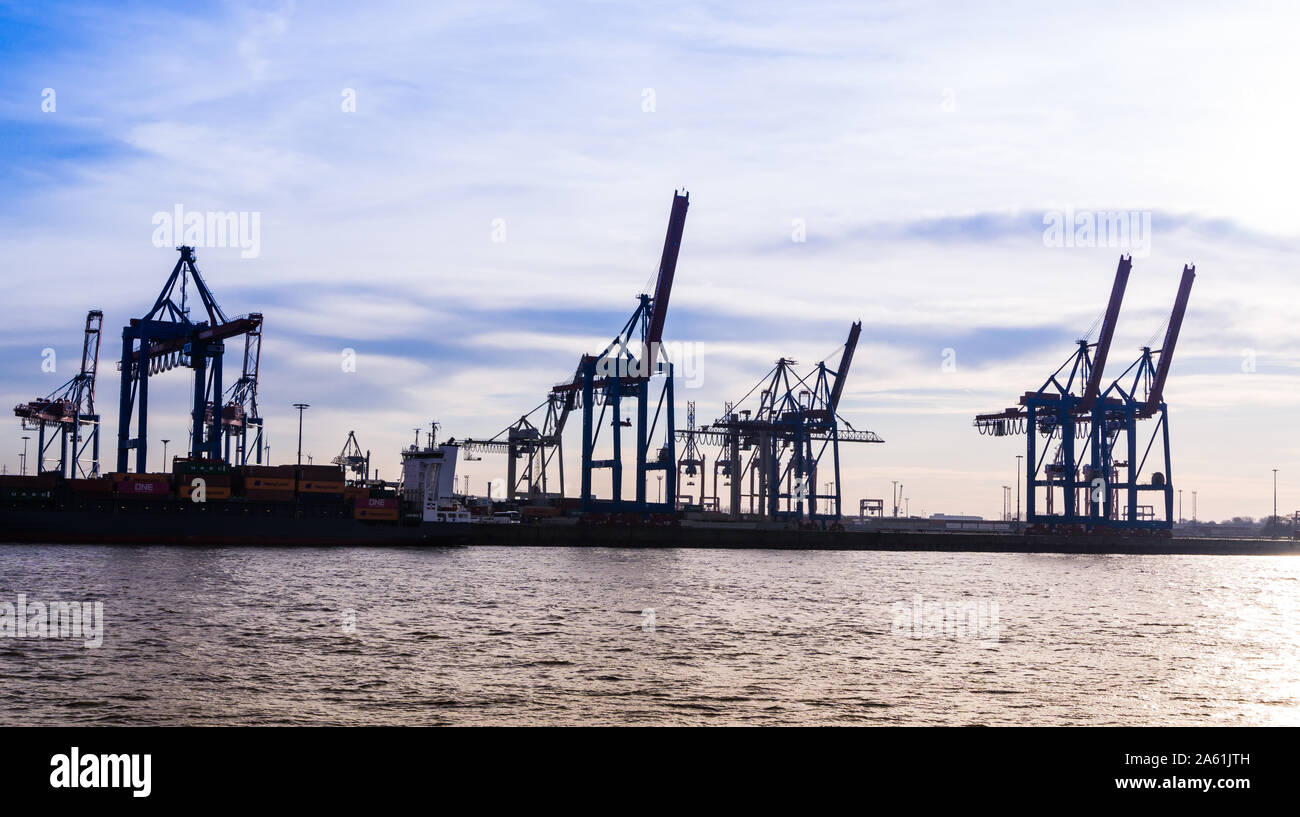 Container terminal with cranes hi-res stock photography and images - Alamy