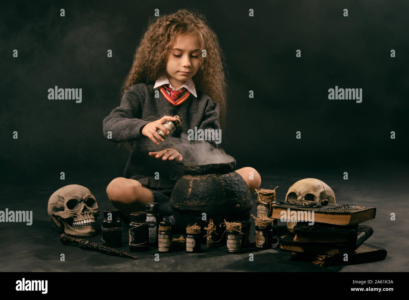 Portrait of a beautiful little charmer with magnificent long brown hair ...