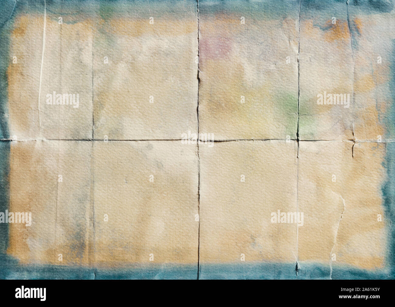 Close-up of old paper folded in eight texture background Stock Photo ...