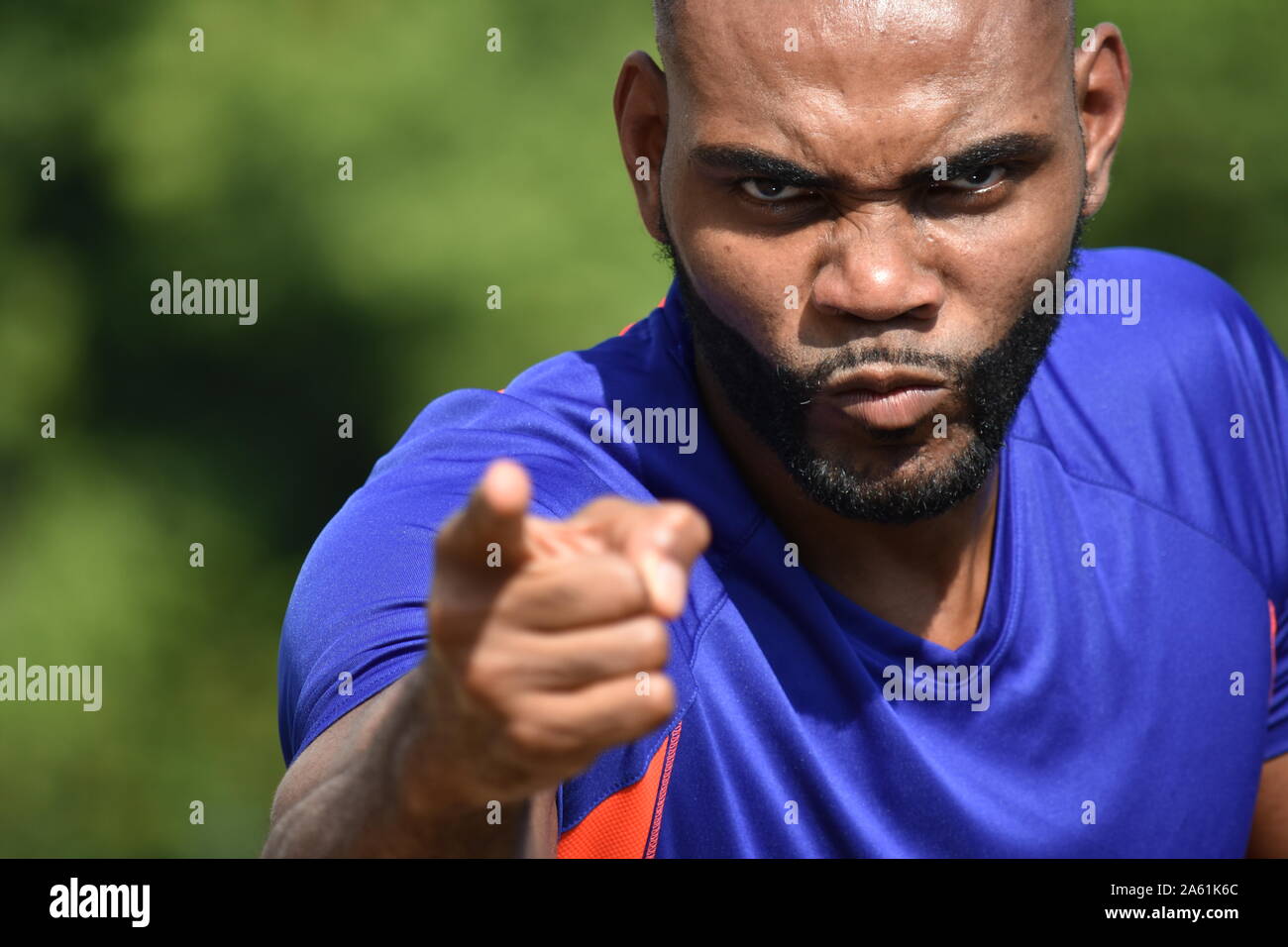 An Upset African Male Athlete Stock Photo - Alamy