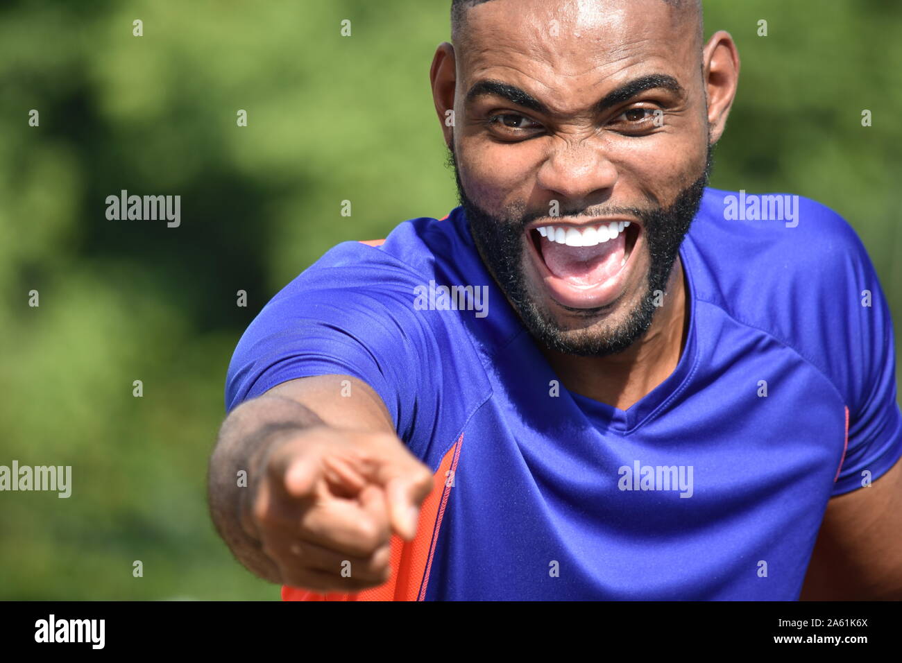 An Angry Black Male Athlete Stock Photo - Alamy