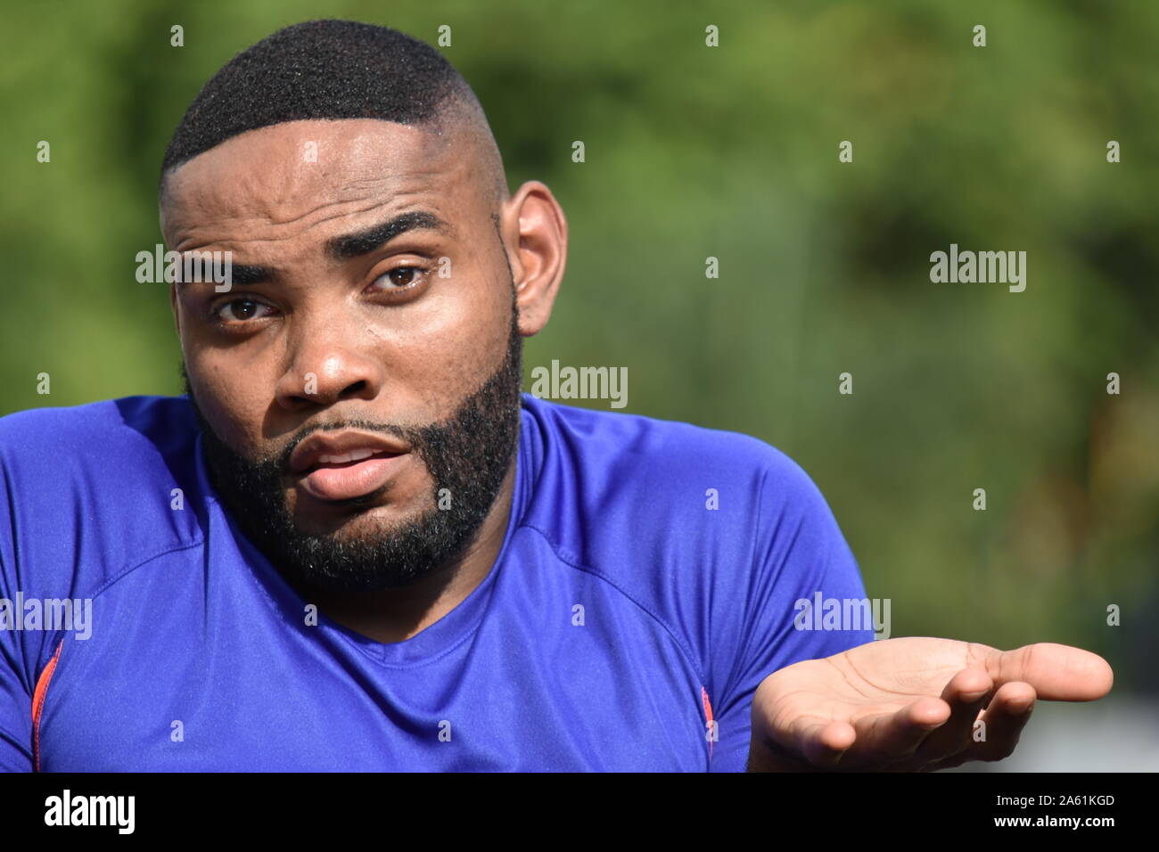 Confused African American Male Athlete Stock Photo - Alamy