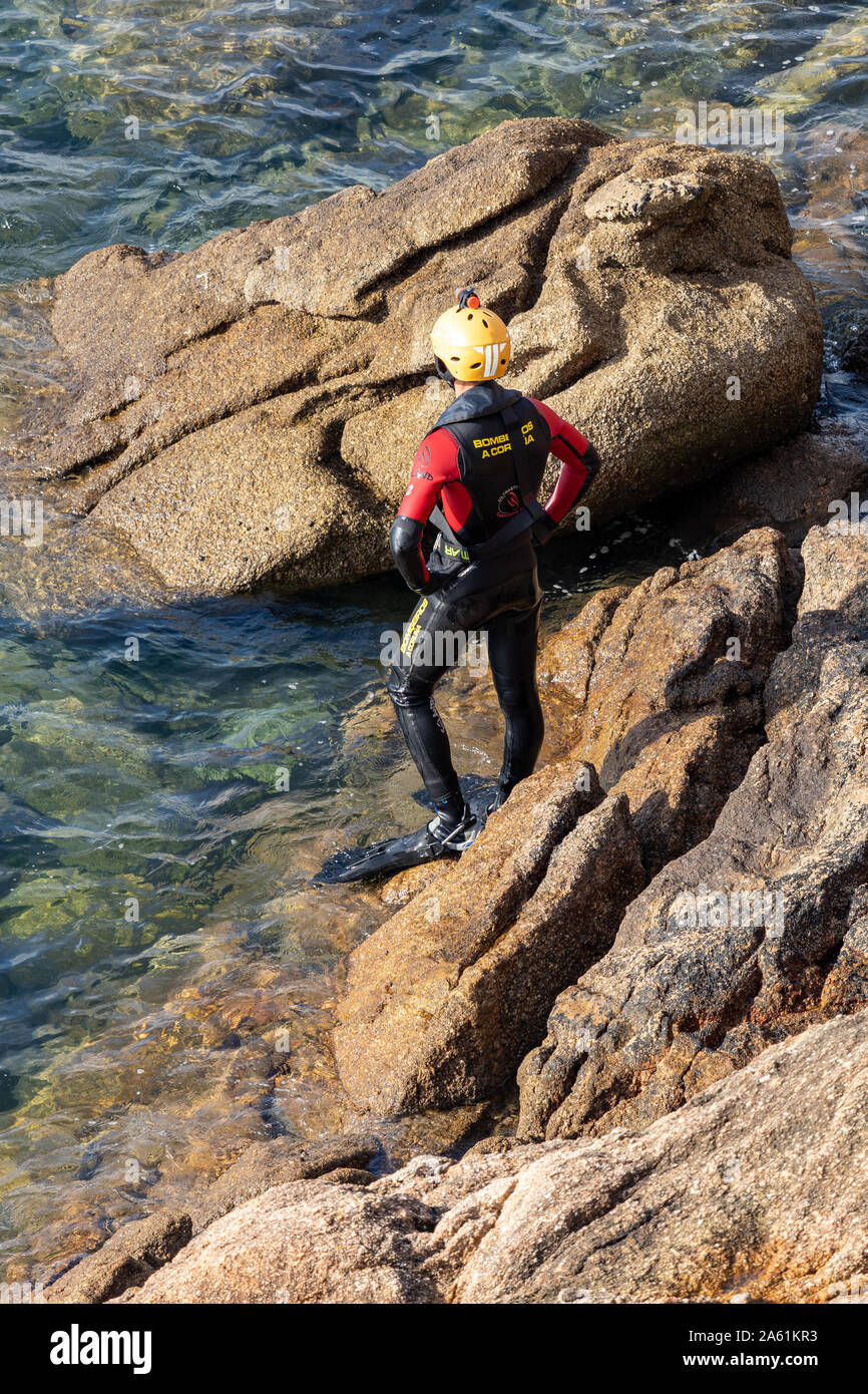 Coruna / Spain - October 23 2019: Spanish search and rescue diver ...