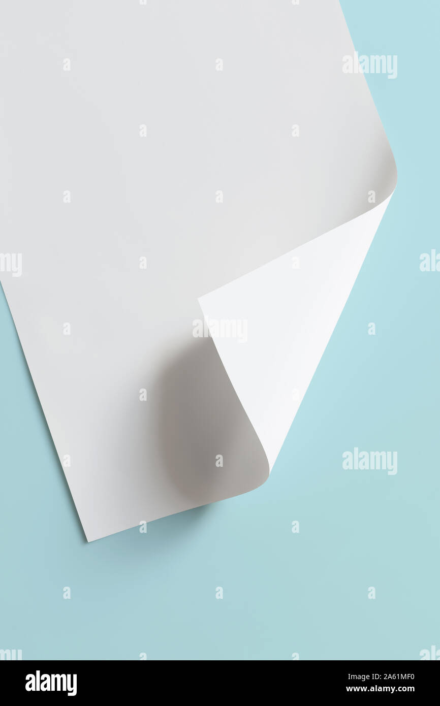 Close-up of white paper with bent corner, texture background Stock ...