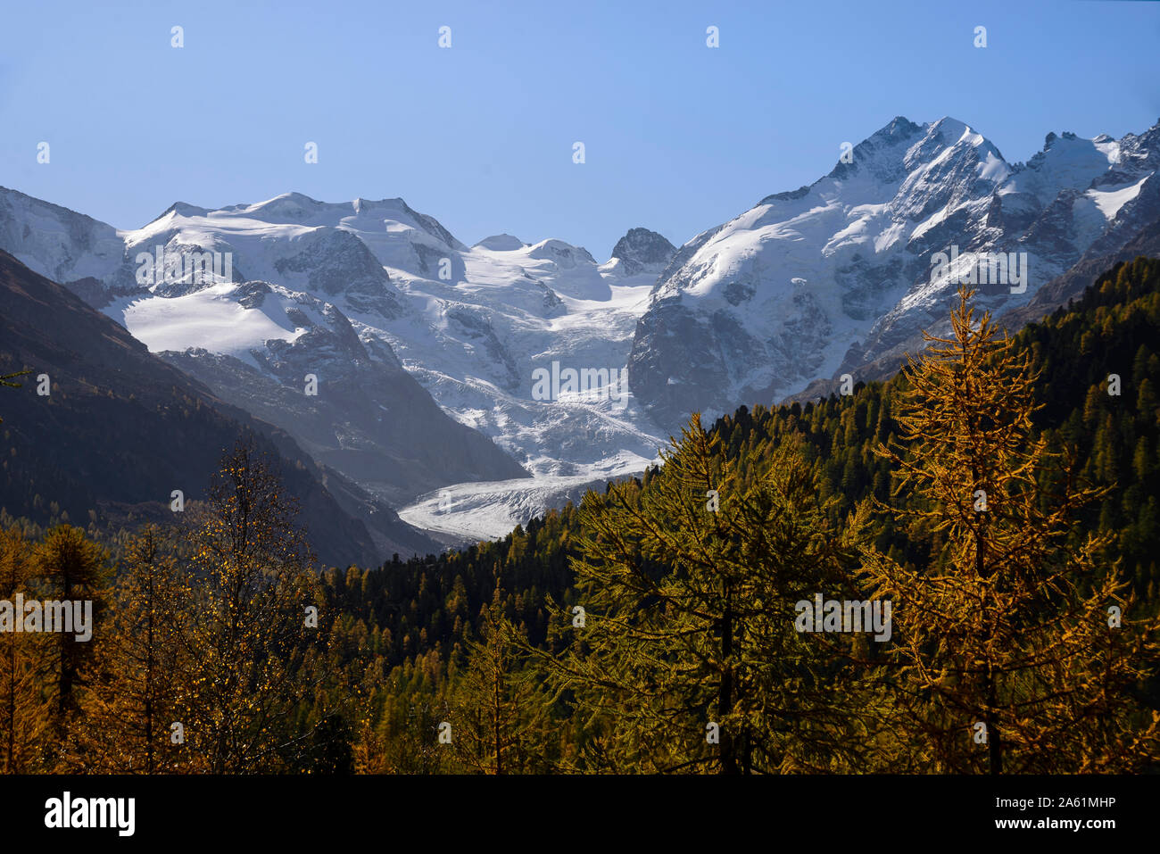 Morteratschtal in Richtung Morteratschgletscher, Graubünden, Schweiz ...