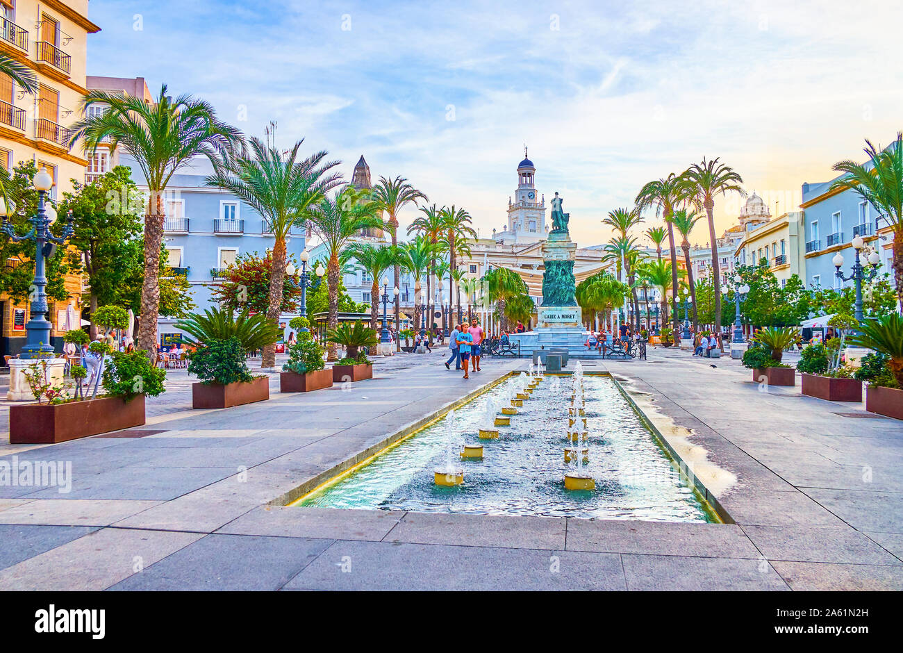 CADIZ, SPAIN - SEPTEMBER 19, 2019: Explore San Juan de Dios square with ...