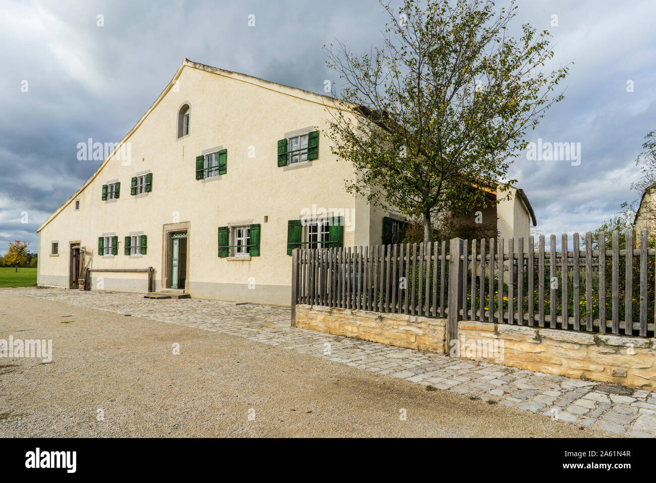Bad Windsheim, Germany - 16 October 2019: View from a half timbered ...