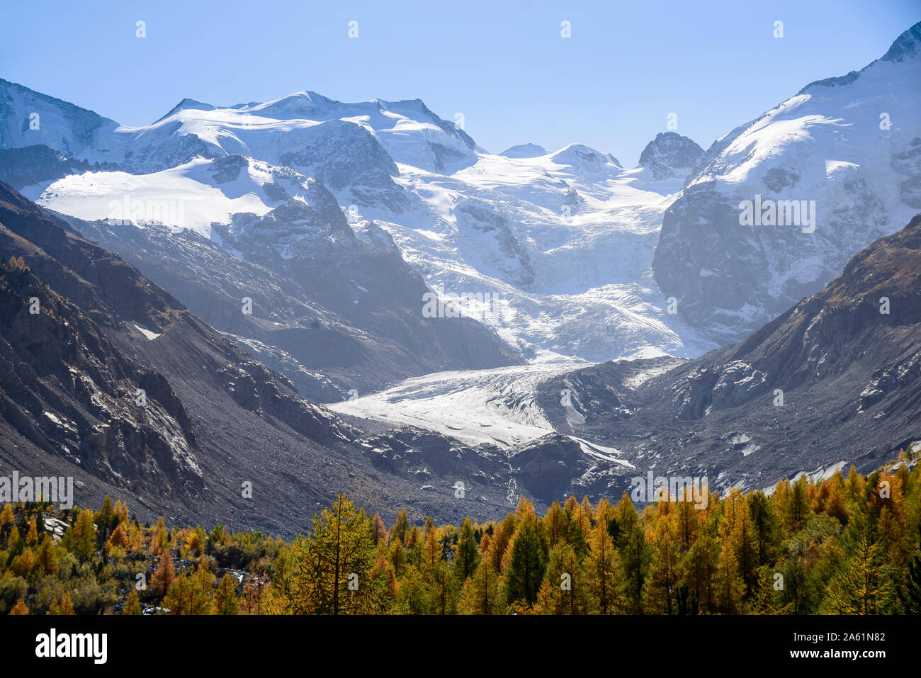 Morteratschtal in Richtung Morteratschgletscher, Graubünden, Schweiz ...