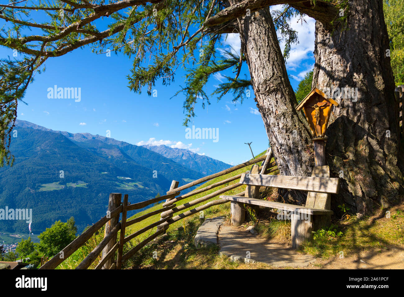 Mountain bench with a view Stock Photo - Alamy
