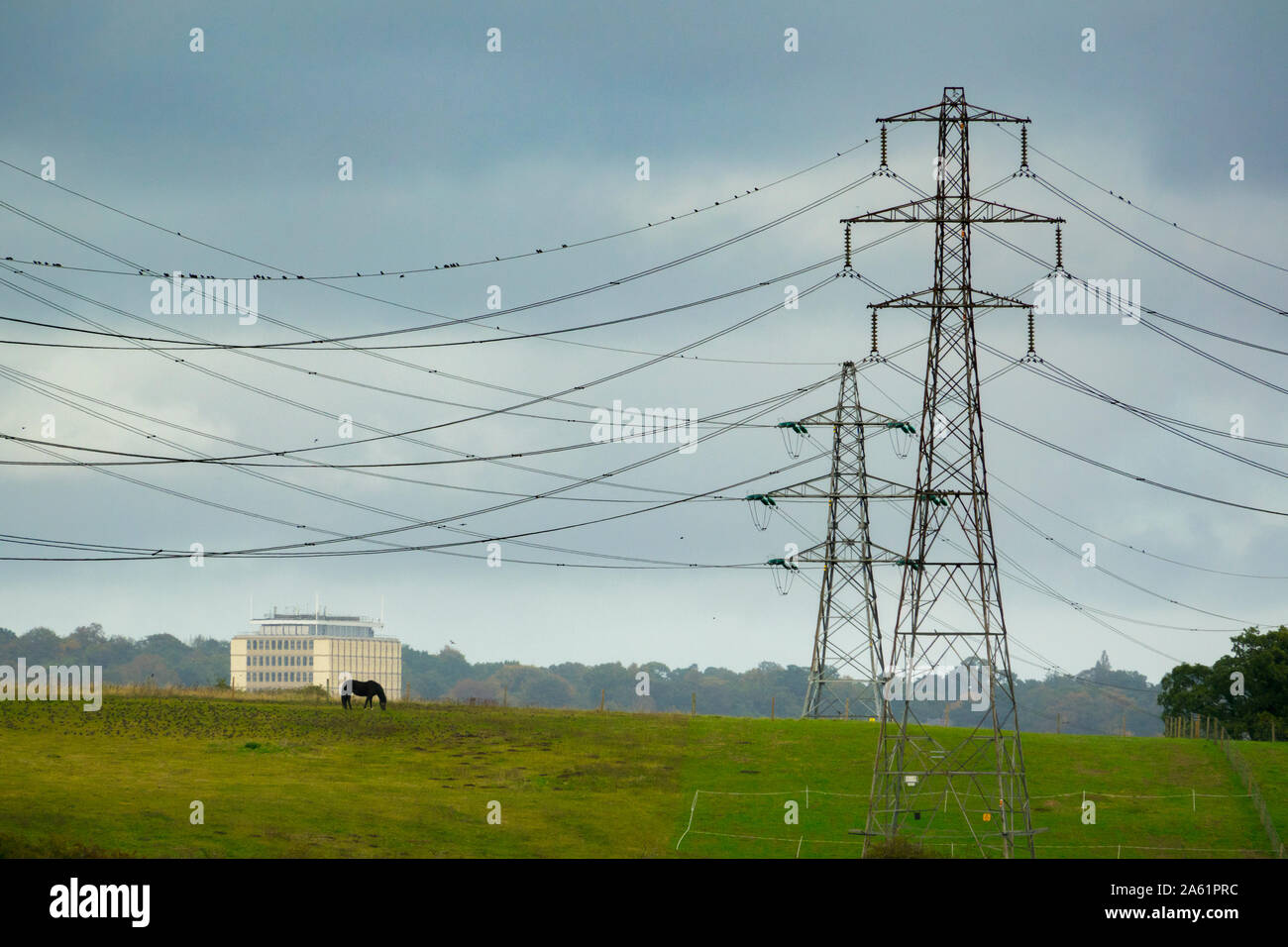 Electricity pylons countryside Stock Photo - Alamy