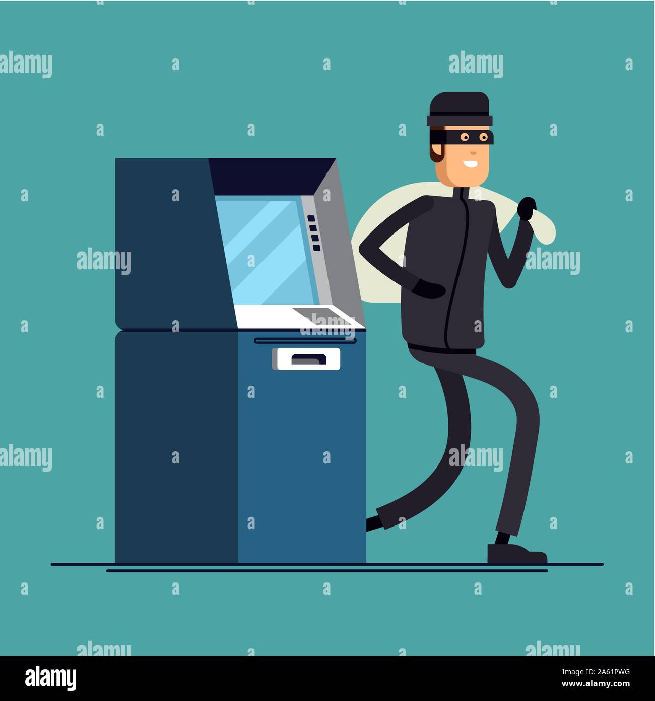 Robber stealing cash flat Stock Vector Images - Alamy