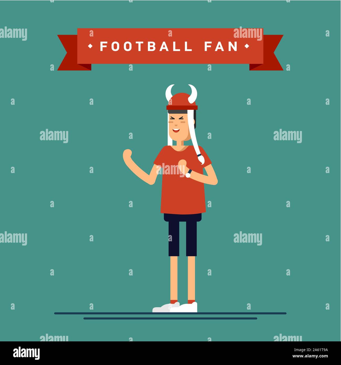 Vector flat illustration people character sport fans standing. Young ...