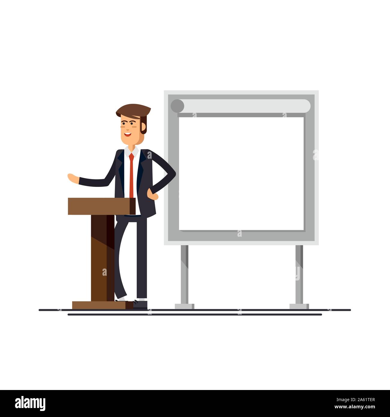 Simple and trendy vector concept design on male office worker giving ...
