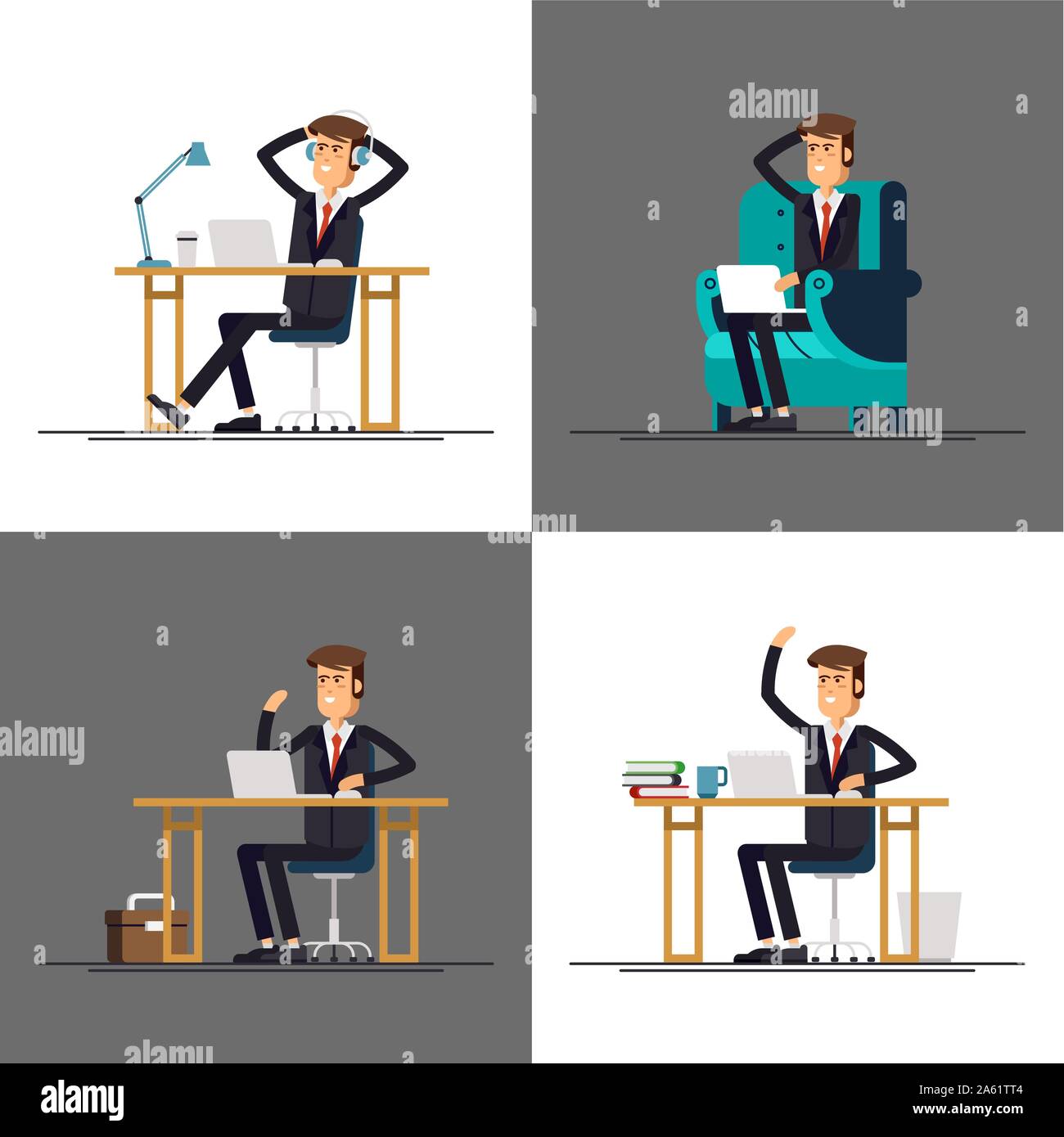Cool vector set of flat characters design on office businessmans ...
