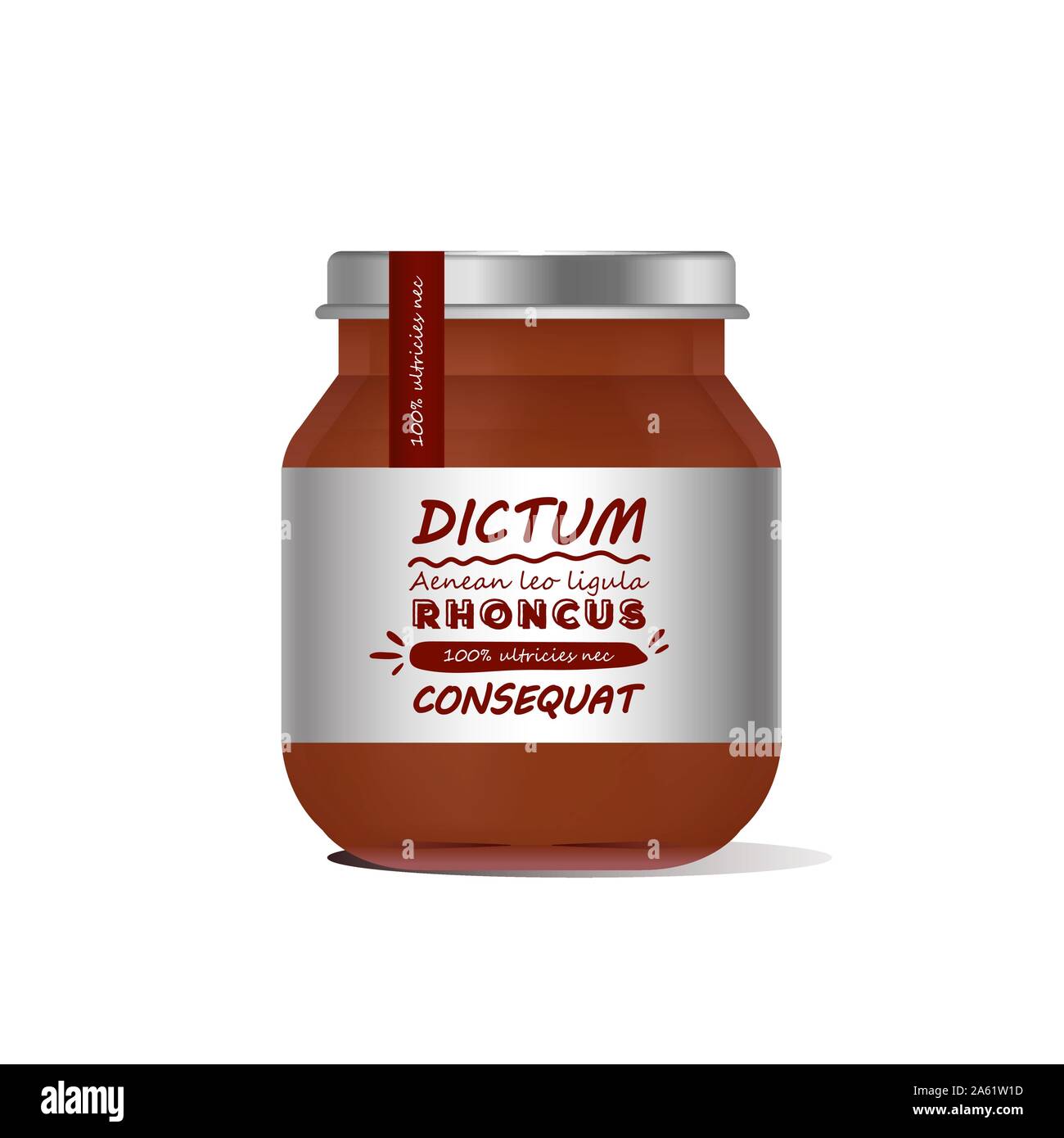 Vector illustration red glass jar for baby food realistic bank on white ...