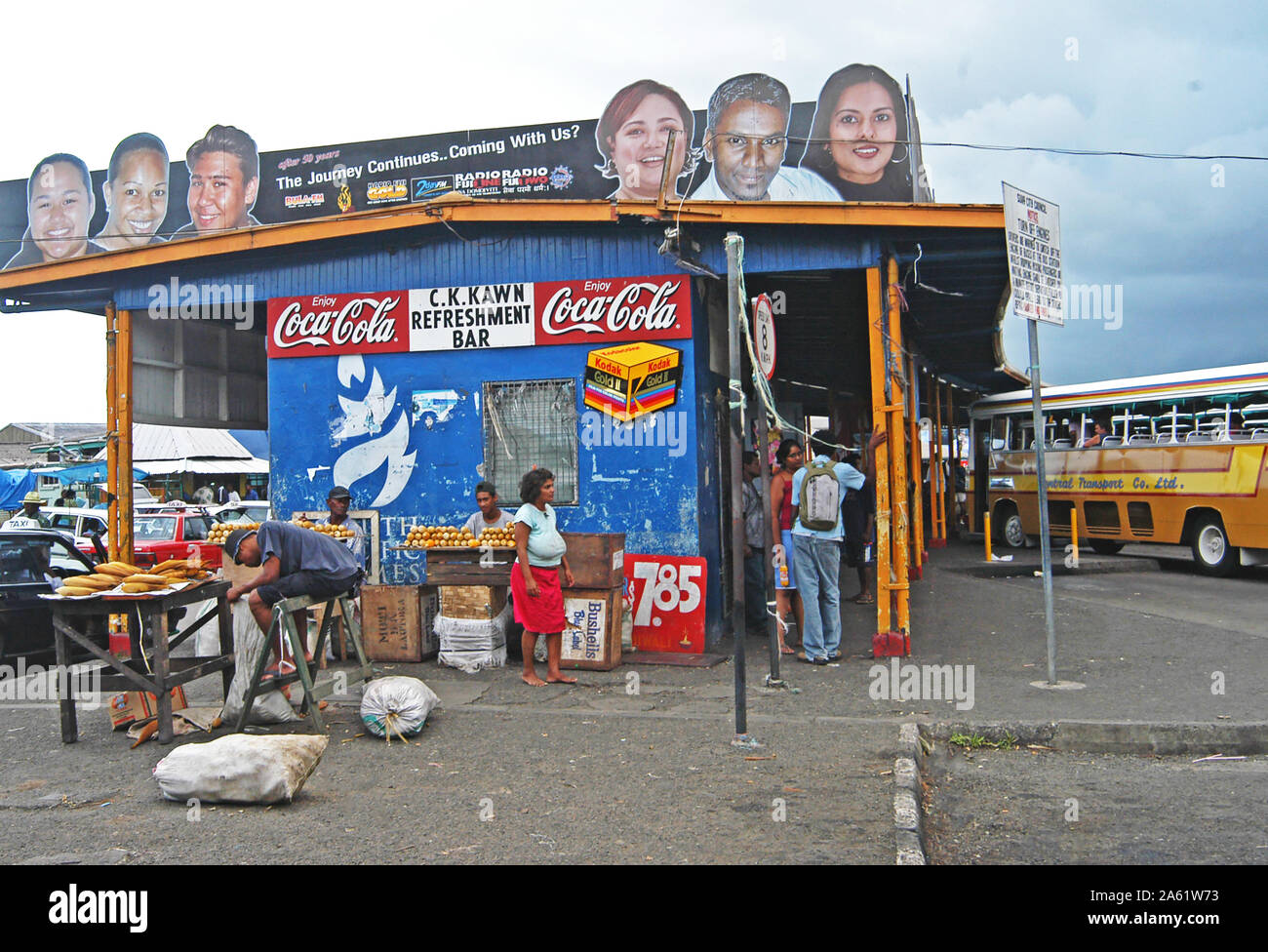 Refreshment bar, bus station, Suva, Viti Levi, Fidji Stock Photo - Alamy