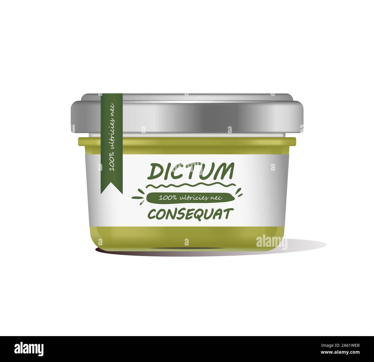 Vector illustration green jar for baby food realistic bank on white ...