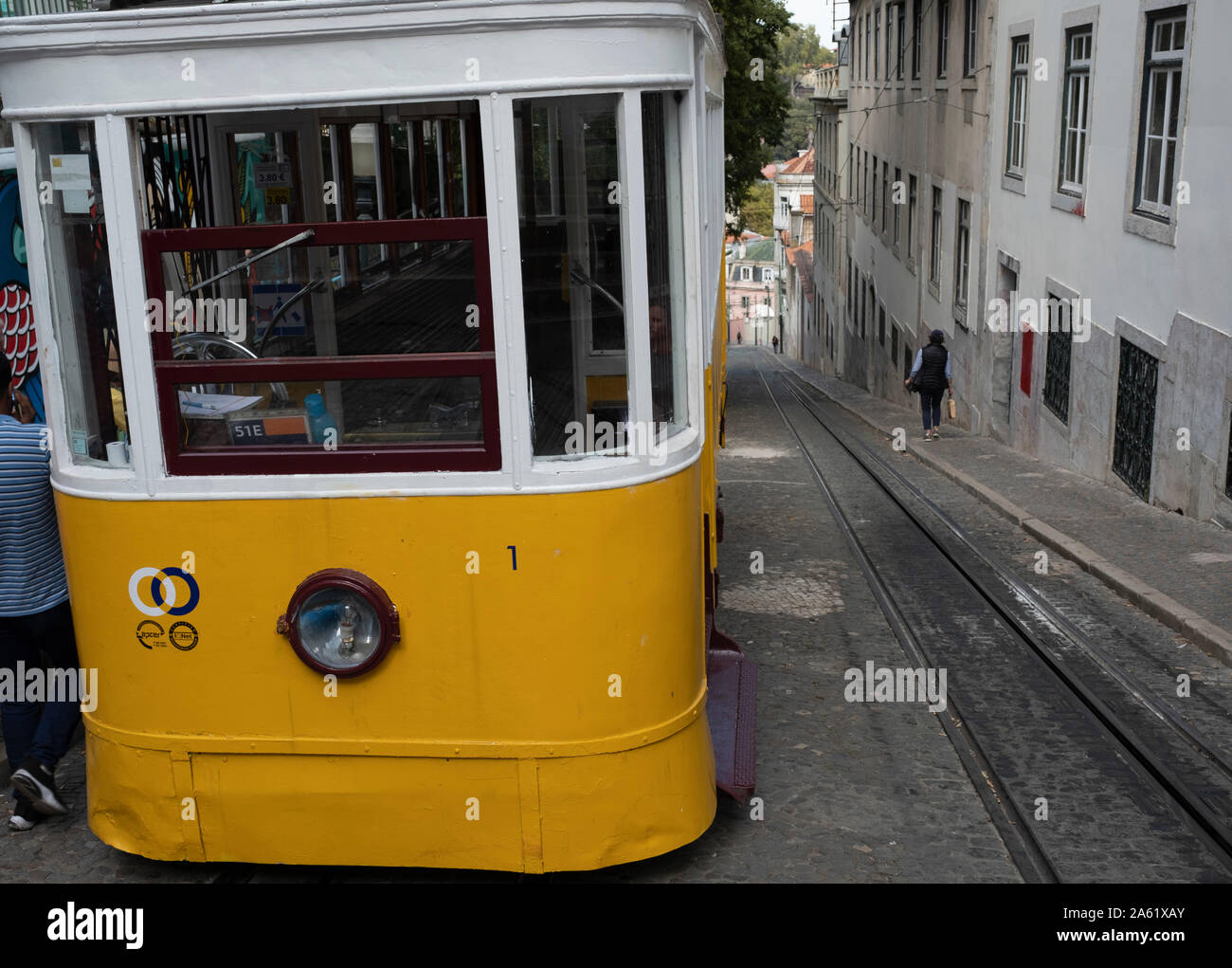 Funicular Railway Trams in Lisbon Portugal Stock Photo - Alamy