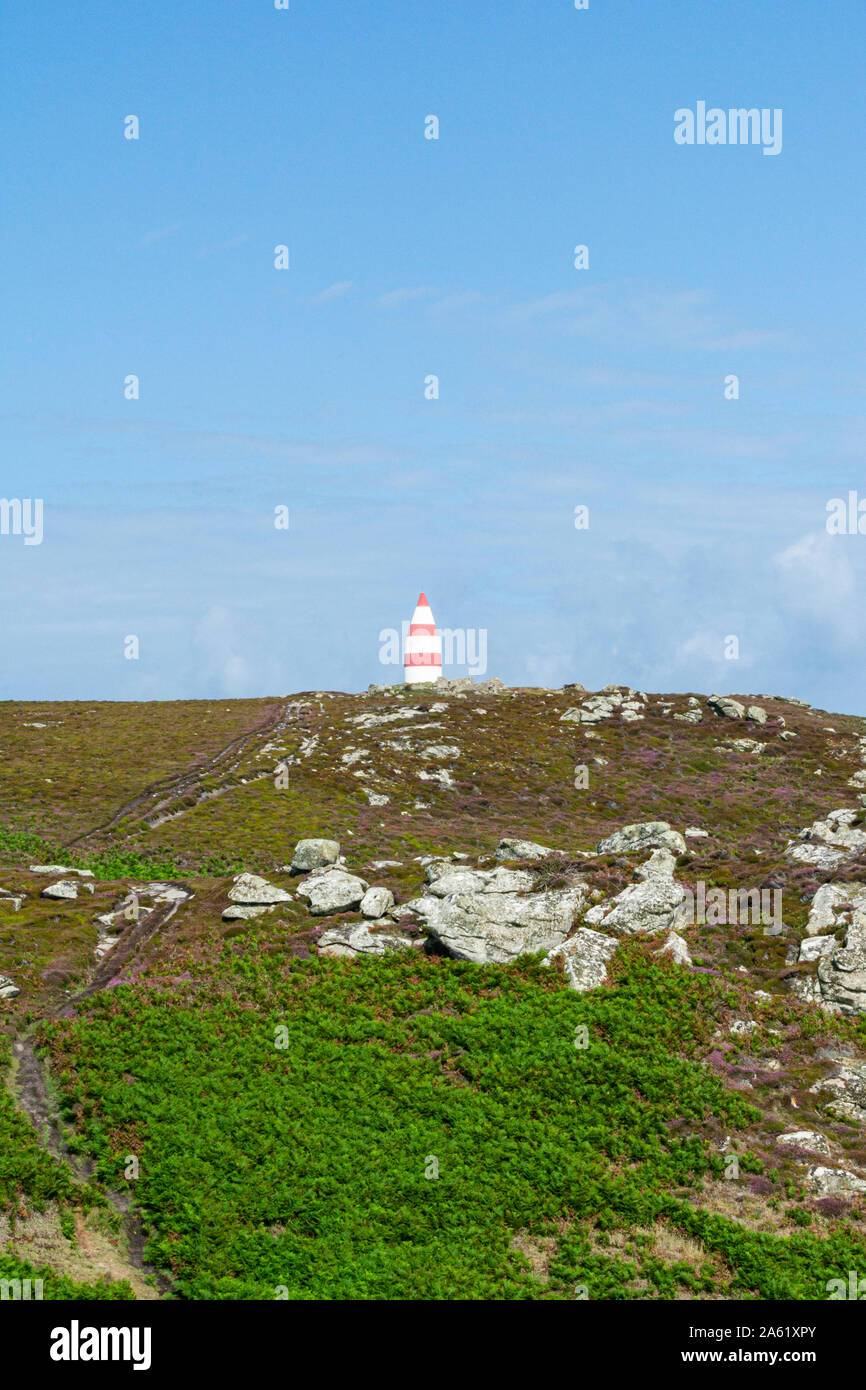 The red and white striped daymark on St Martin's, Isles of Scilly Stock ...