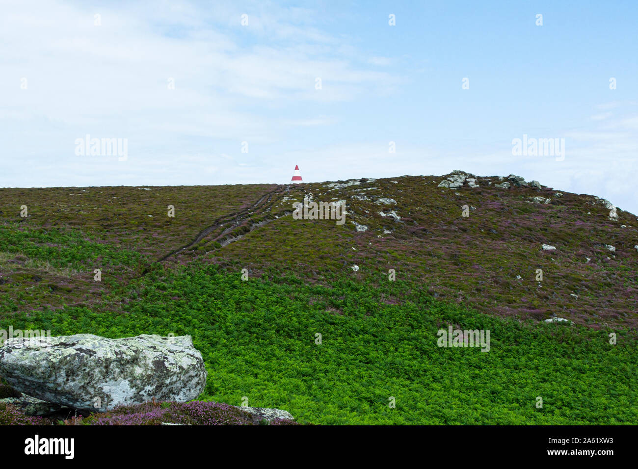 The red and white striped daymark on St Martin's, Isles of Scilly Stock ...