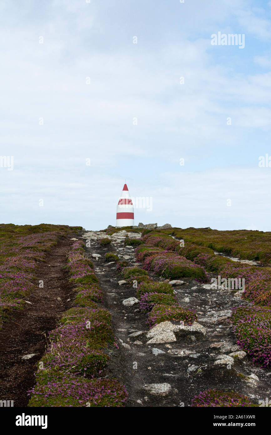 The red and white striped daymark on St Martin's, Isles of Scilly Stock ...