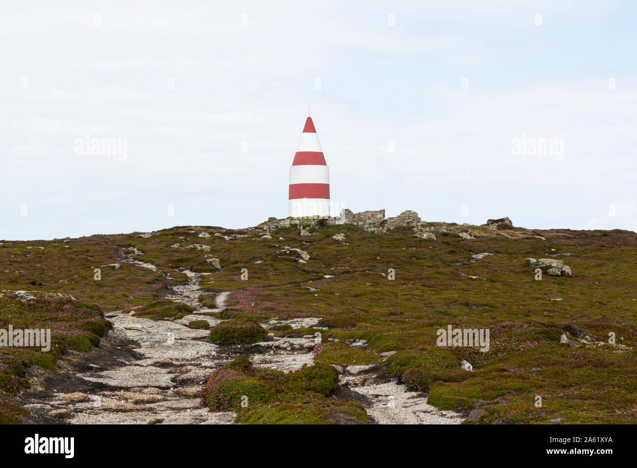 The red and white striped daymark on St Martin's, Isles of Scilly Stock ...