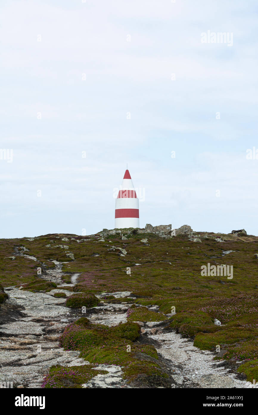 The red and white striped daymark on St Martin's, Isles of Scilly Stock ...