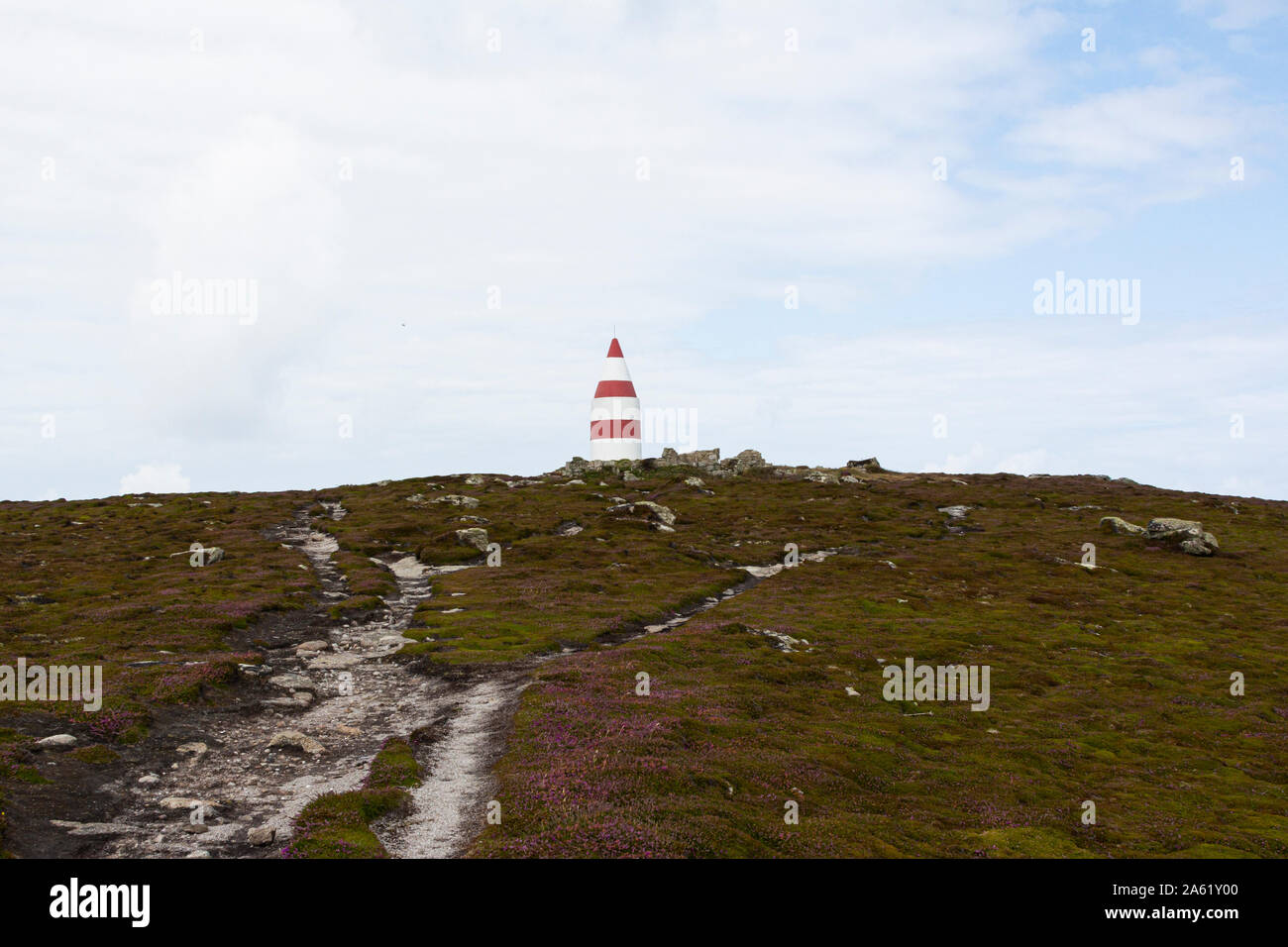 The red and white striped daymark on St Martin's, Isles of Scilly Stock ...