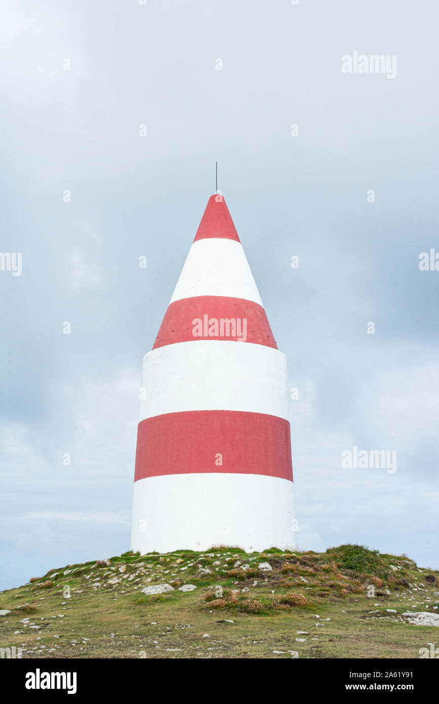 The red and white striped daymark on St Martin's, Isles of Scilly Stock ...