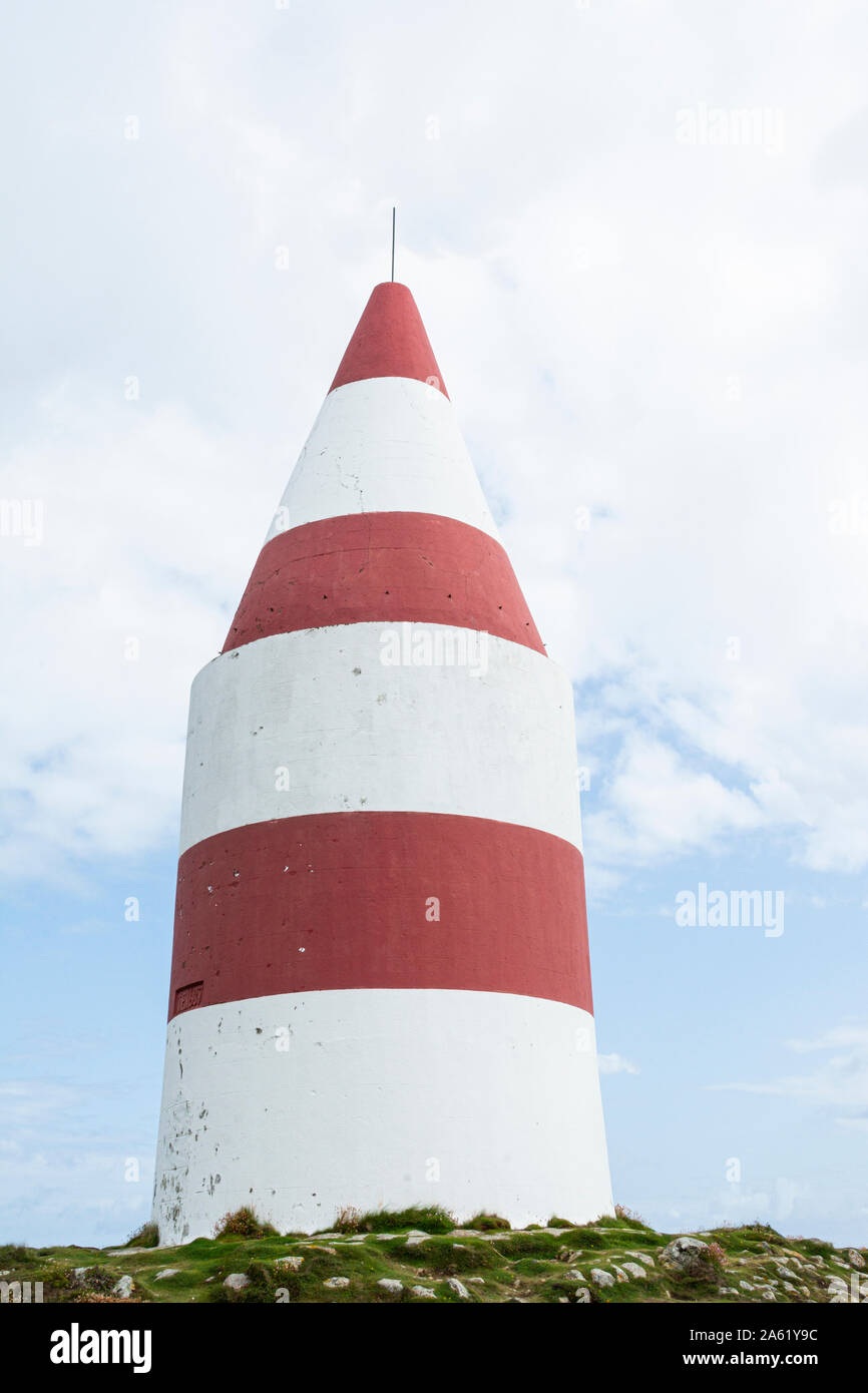 The red and white striped daymark on St Martin's, Isles of Scilly Stock ...