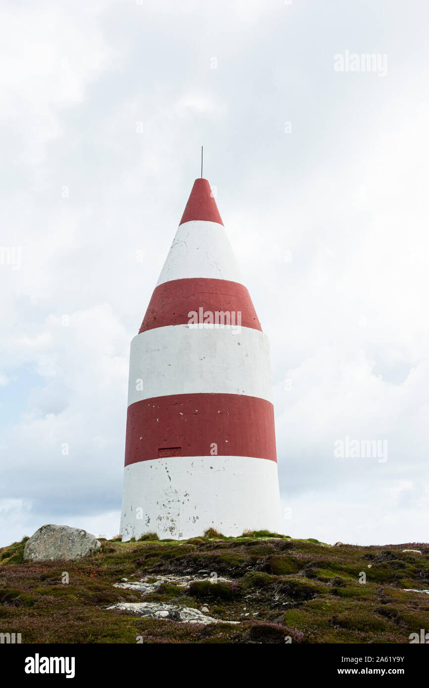 The red and white striped daymark on St Martin's, Isles of Scilly Stock ...