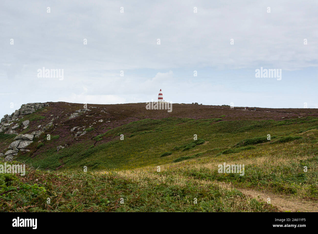 The red and white striped daymark on St Martin's, Isles of Scilly Stock ...