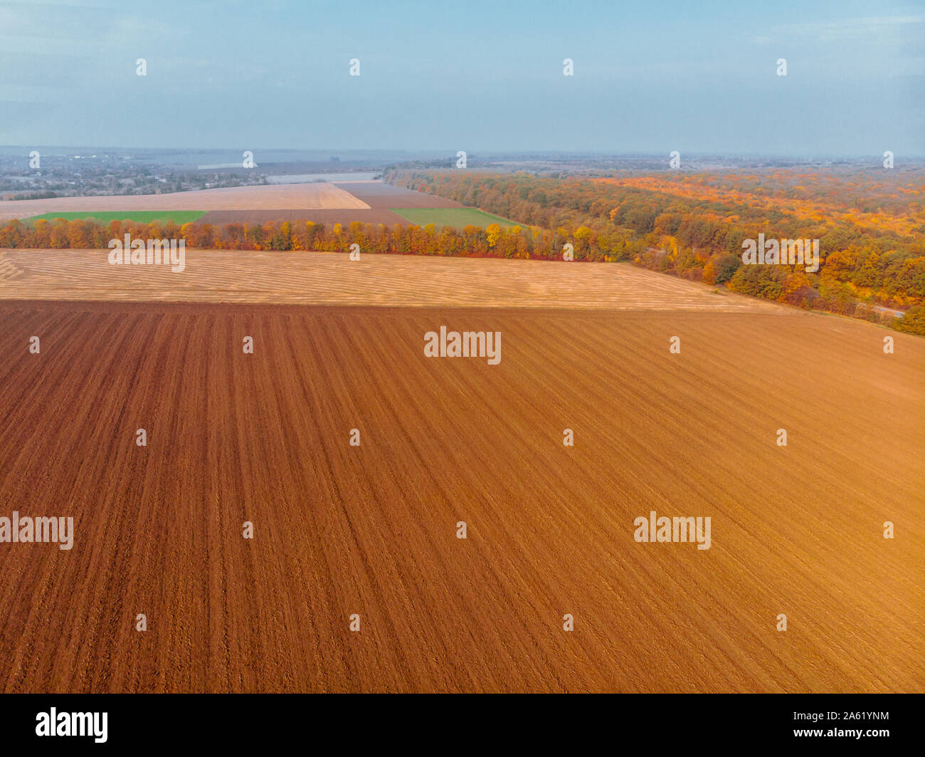 Top view autumn fields path hi-res stock photography and images - Alamy
