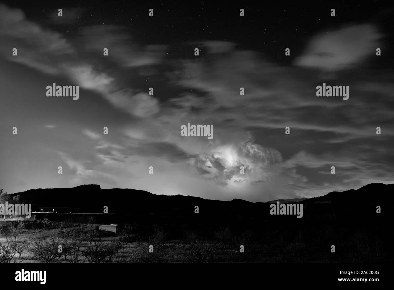 Thunderstorm with lightning Stock Photo - Alamy