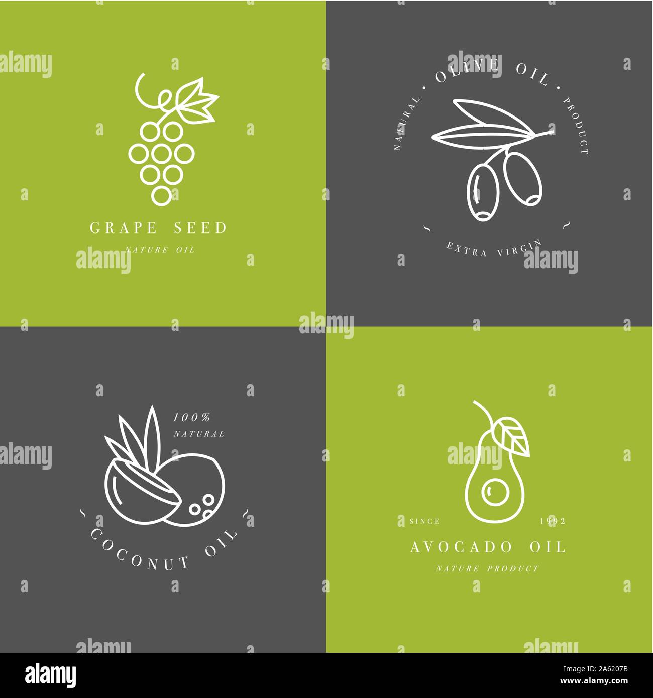 Avocado coconut grape product Stock Vector Images - Alamy