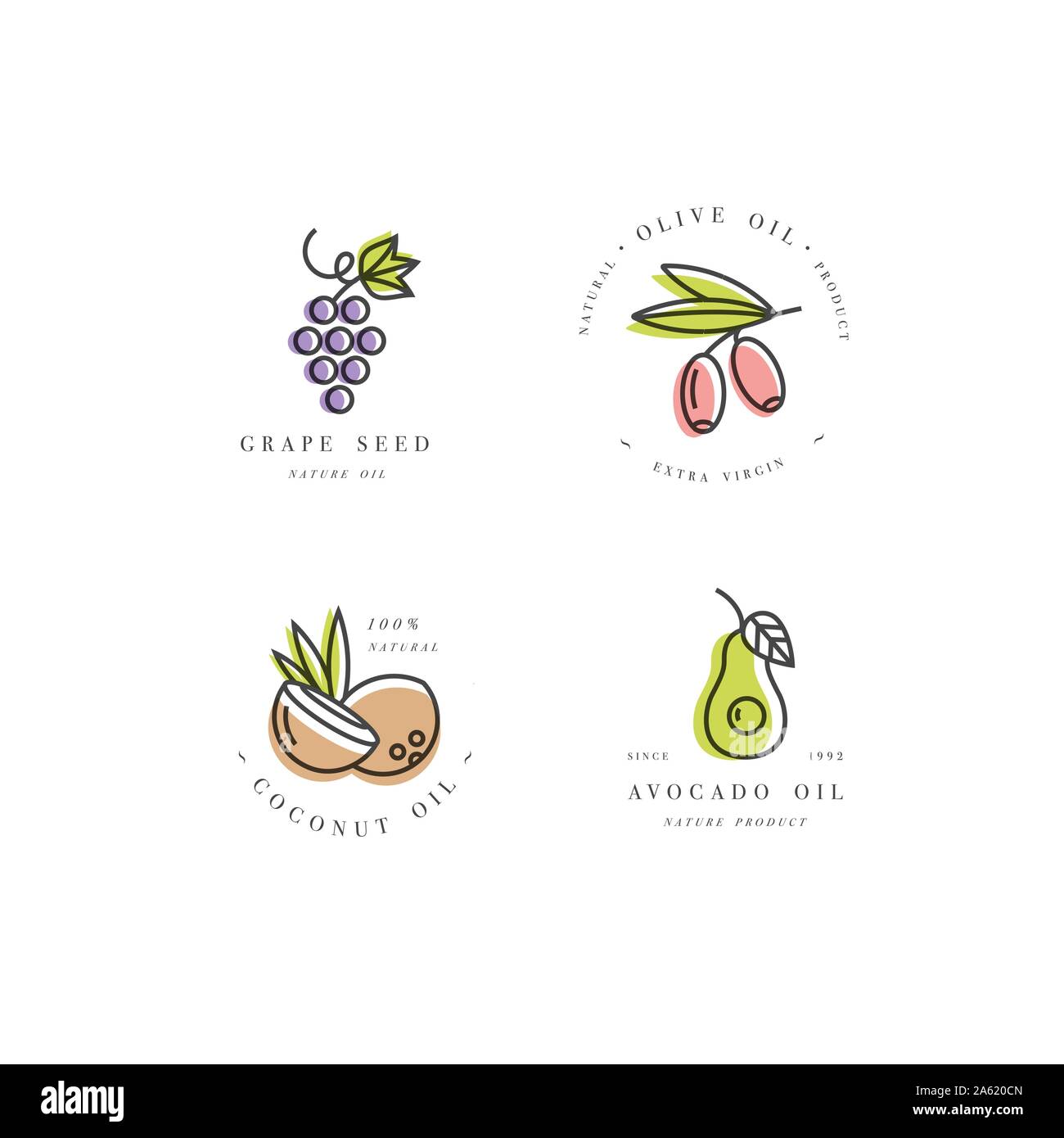 Avocado coconut grape product Cut Out Stock Images & Pictures - Alamy