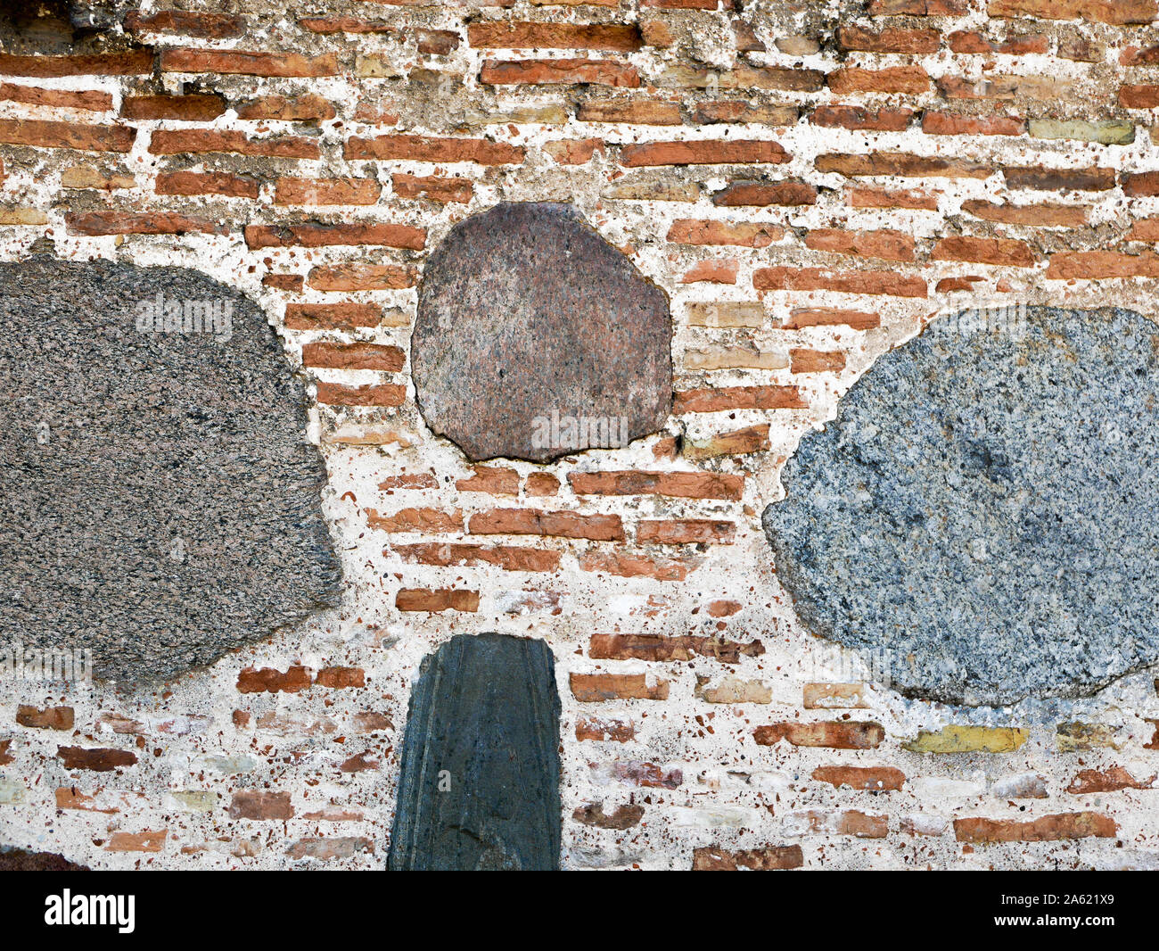 old brickwork. Fragment of an old wall with brickwork. Background ...