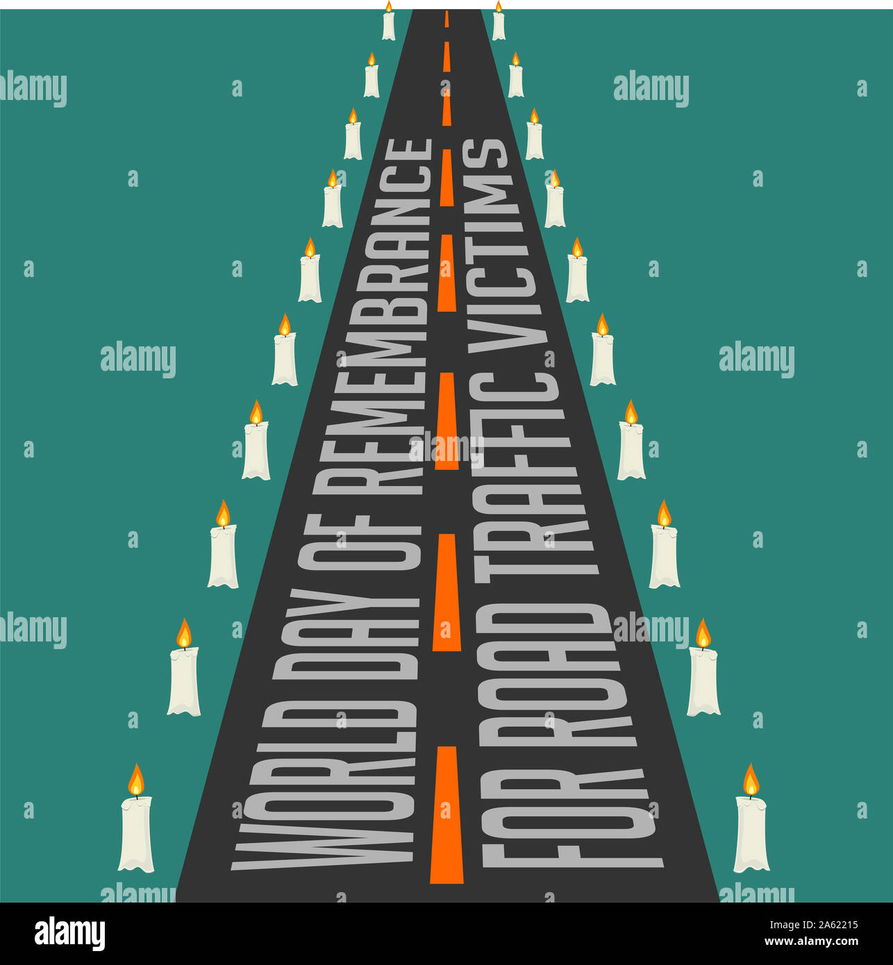 World Day of Remembrance for Road Traffic Victims with road and lit ...