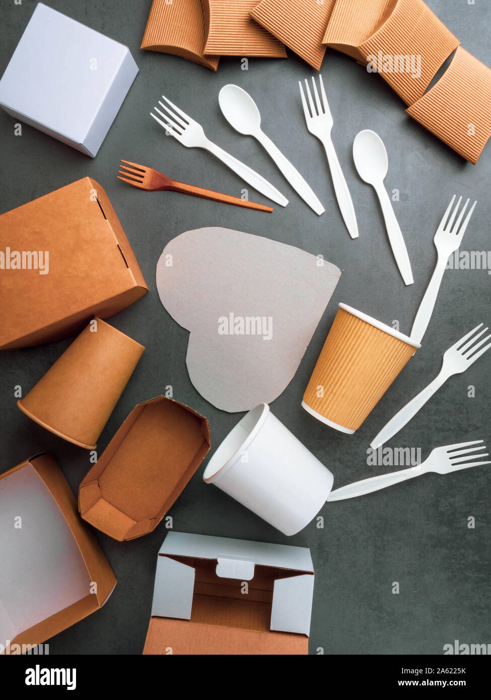 Eco friendly disposable tableware from paper, wooden bamboo. Cups ...