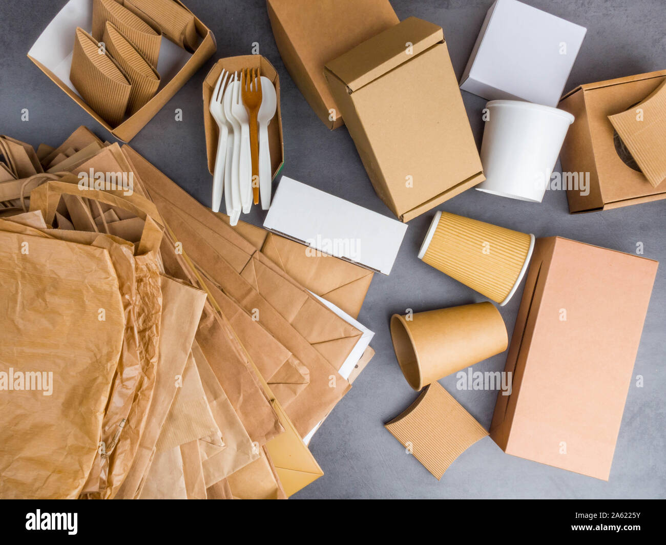 Eco friendly disposable tableware from paper, wooden bamboo. Cups ...