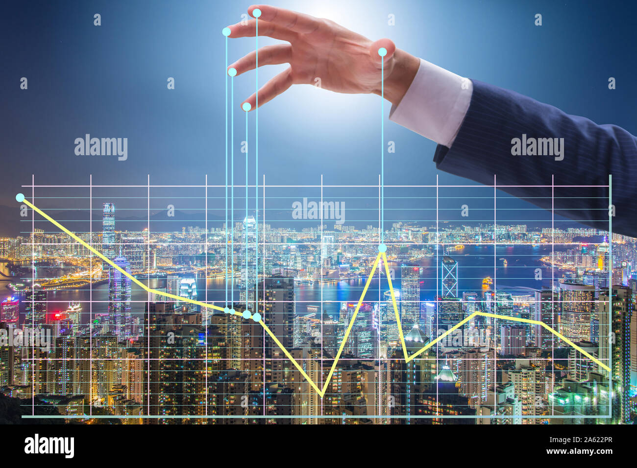 The businessman controlling the market with strings Stock Photo - Alamy