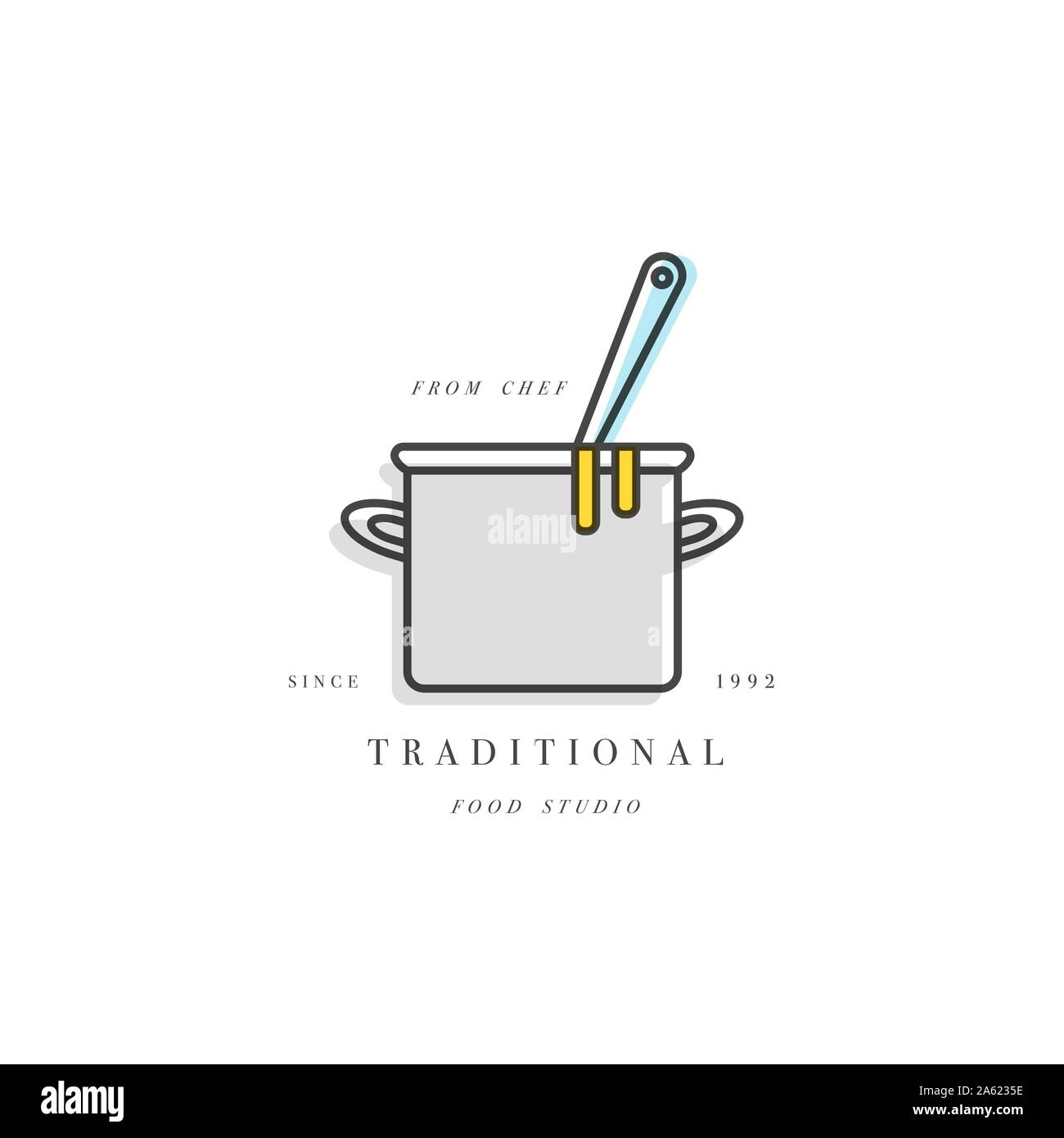 Cooking class linear design element, kitchen emblem, symbol, icon or ...