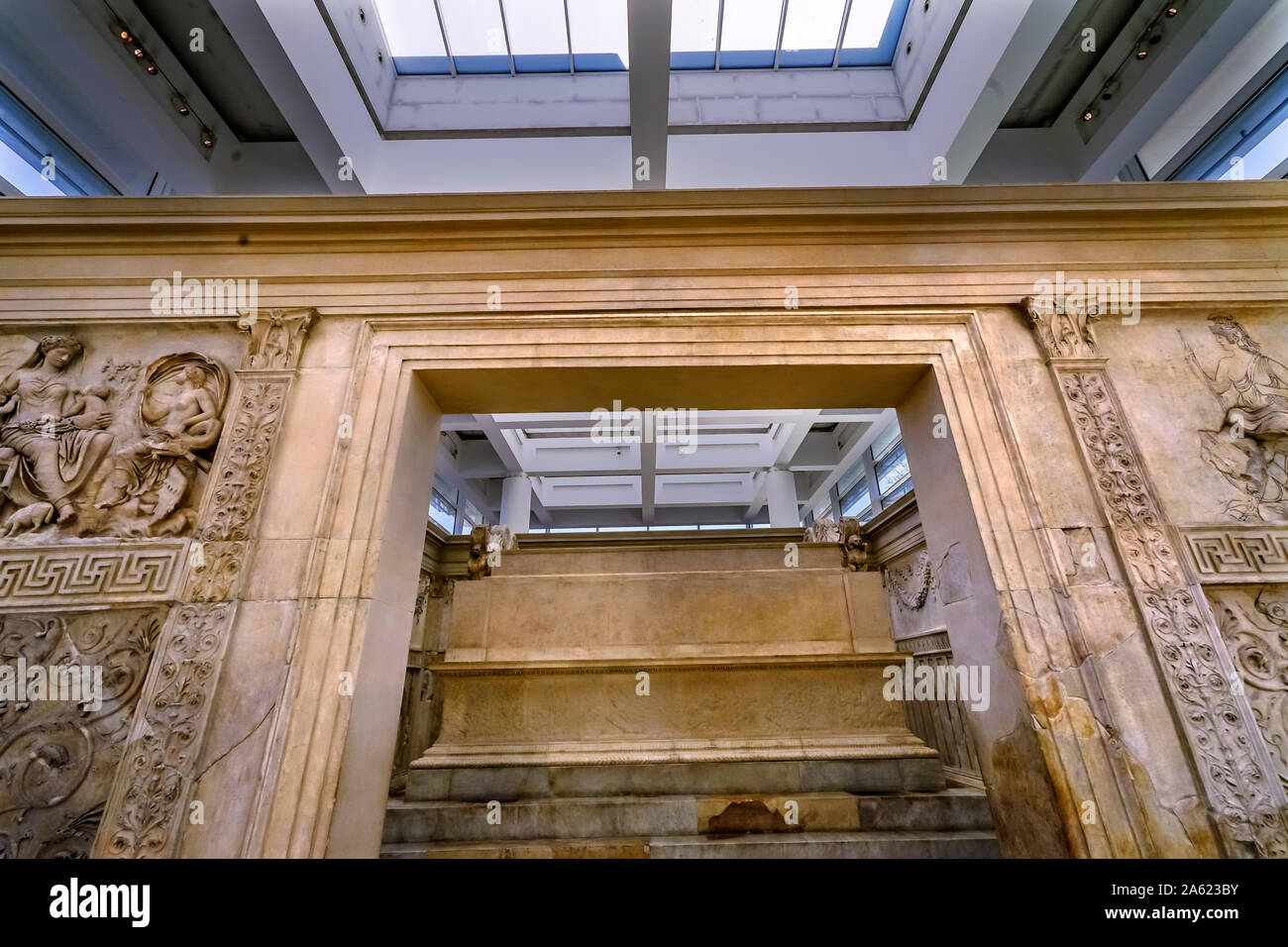Statue Ara Pacis Altar of Augustus Peace Rome Italy. Monument to ...