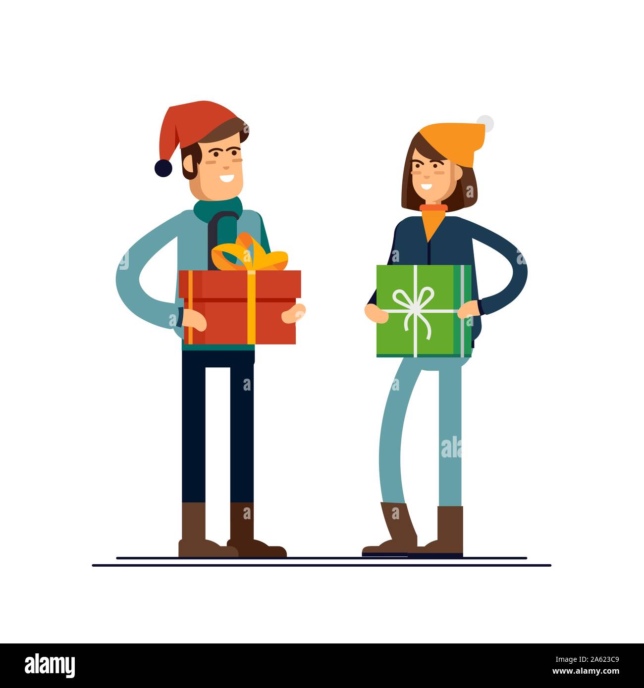 Boy give gift cartoon hi-res stock photography and images - Alamy