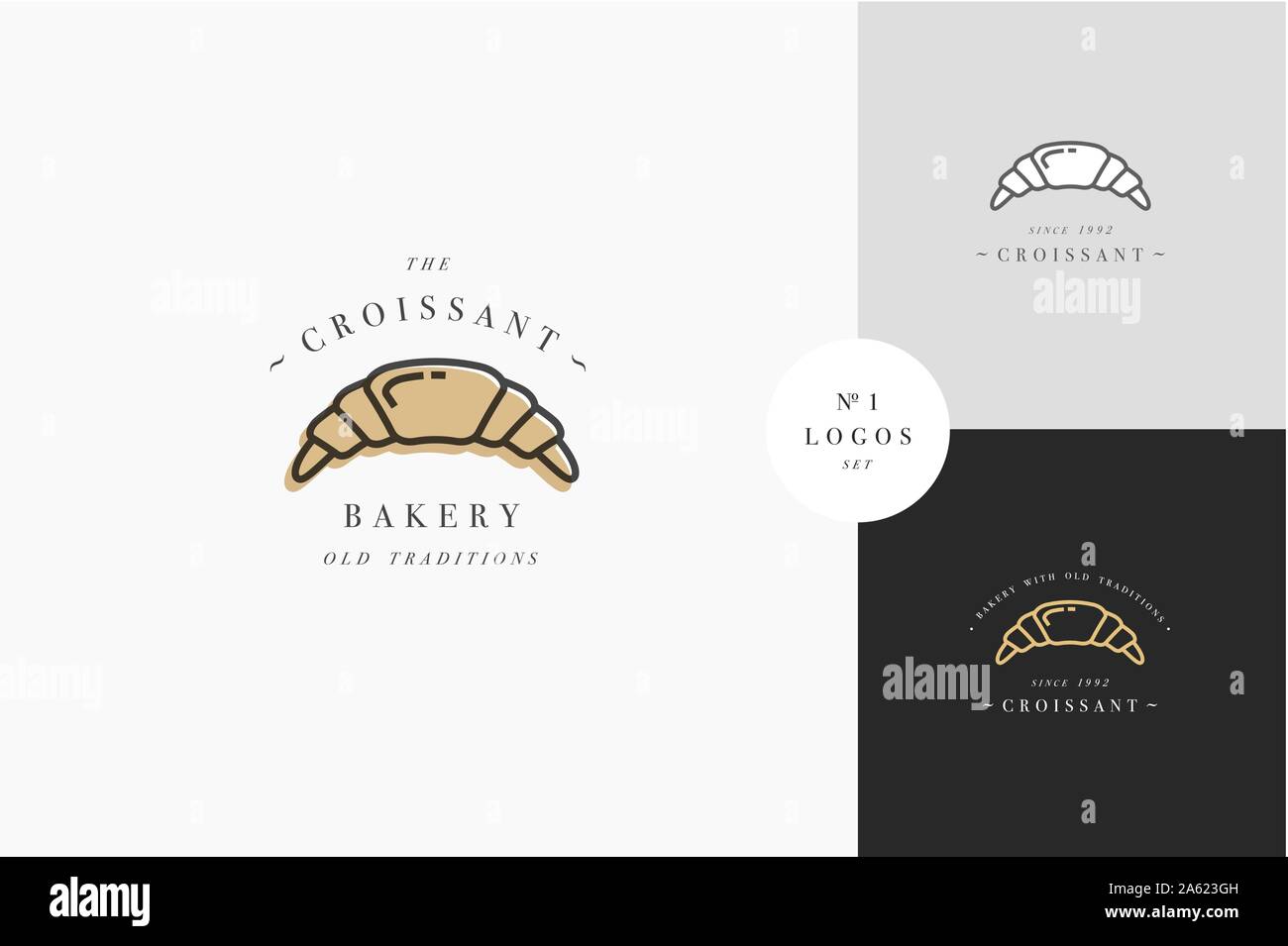 Croissant bakery emblem or logo with typography. Bakery shop or pastry ...